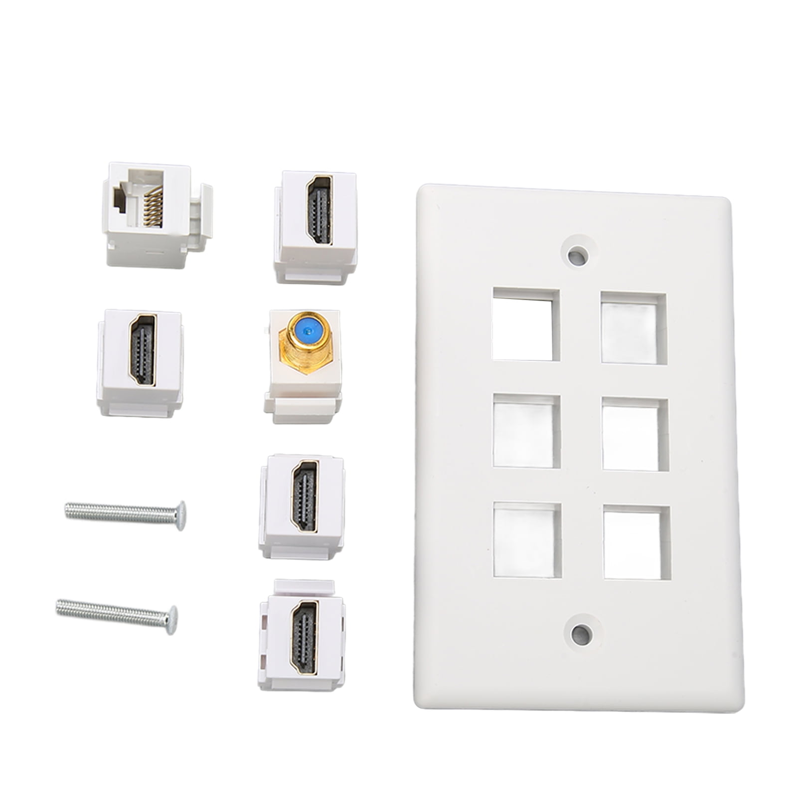 Wall Plate 6 Ports HD Multimedia Interface CAT6 TV F Head Ethernet Wall ...