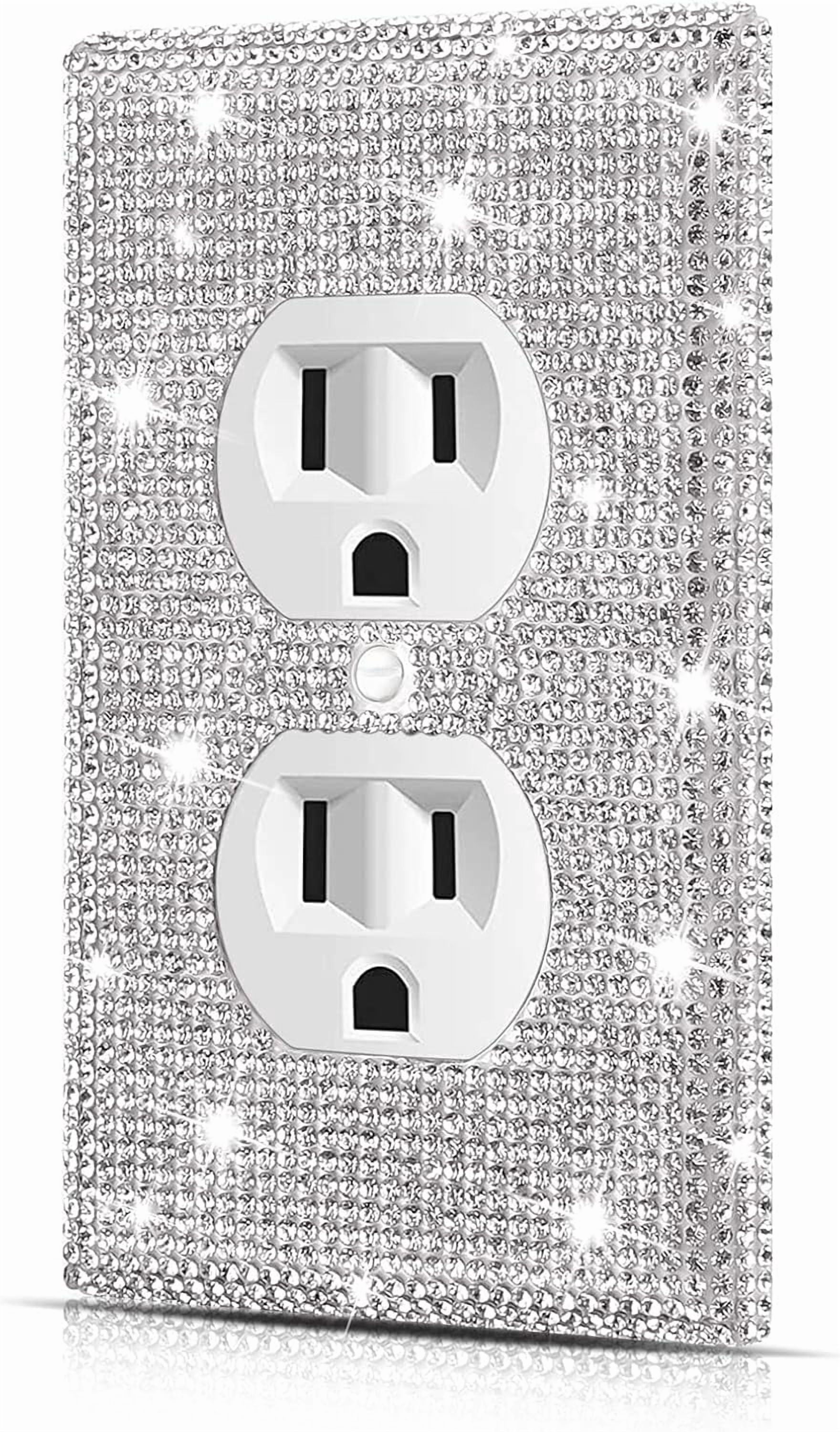 FacoFaco Shiny Silver Rhinestones Wall Plates, Light Switch Cover ...