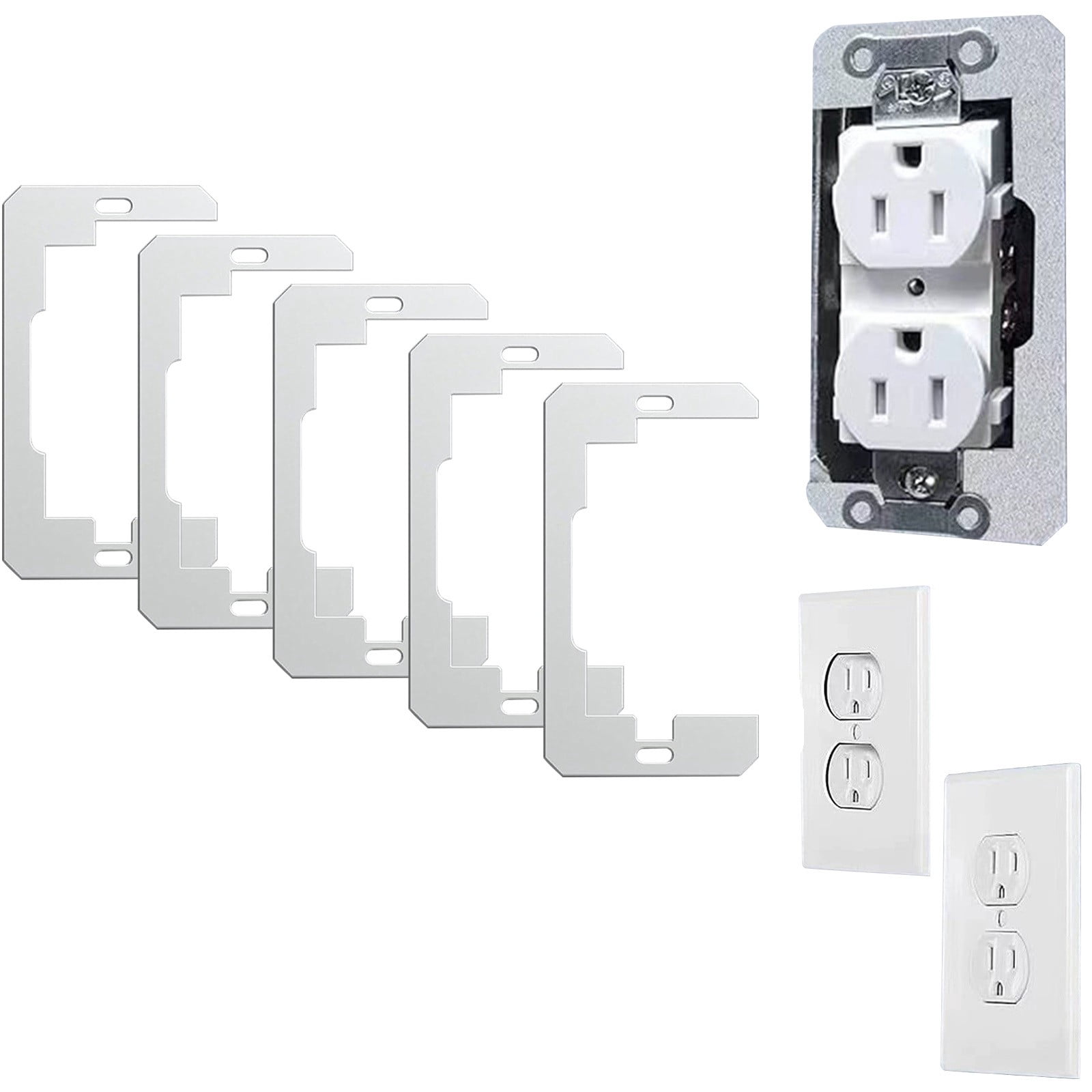 Wall Plate Spacers, 5 Pcs Metal Outlet Spacers for Electrical Box, Wall ...