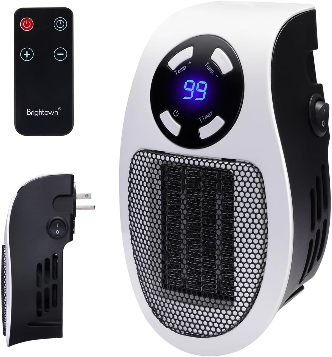 Wall Plug In Heater 450W, Portable Outlet Heater with Remote, Clear LED ...