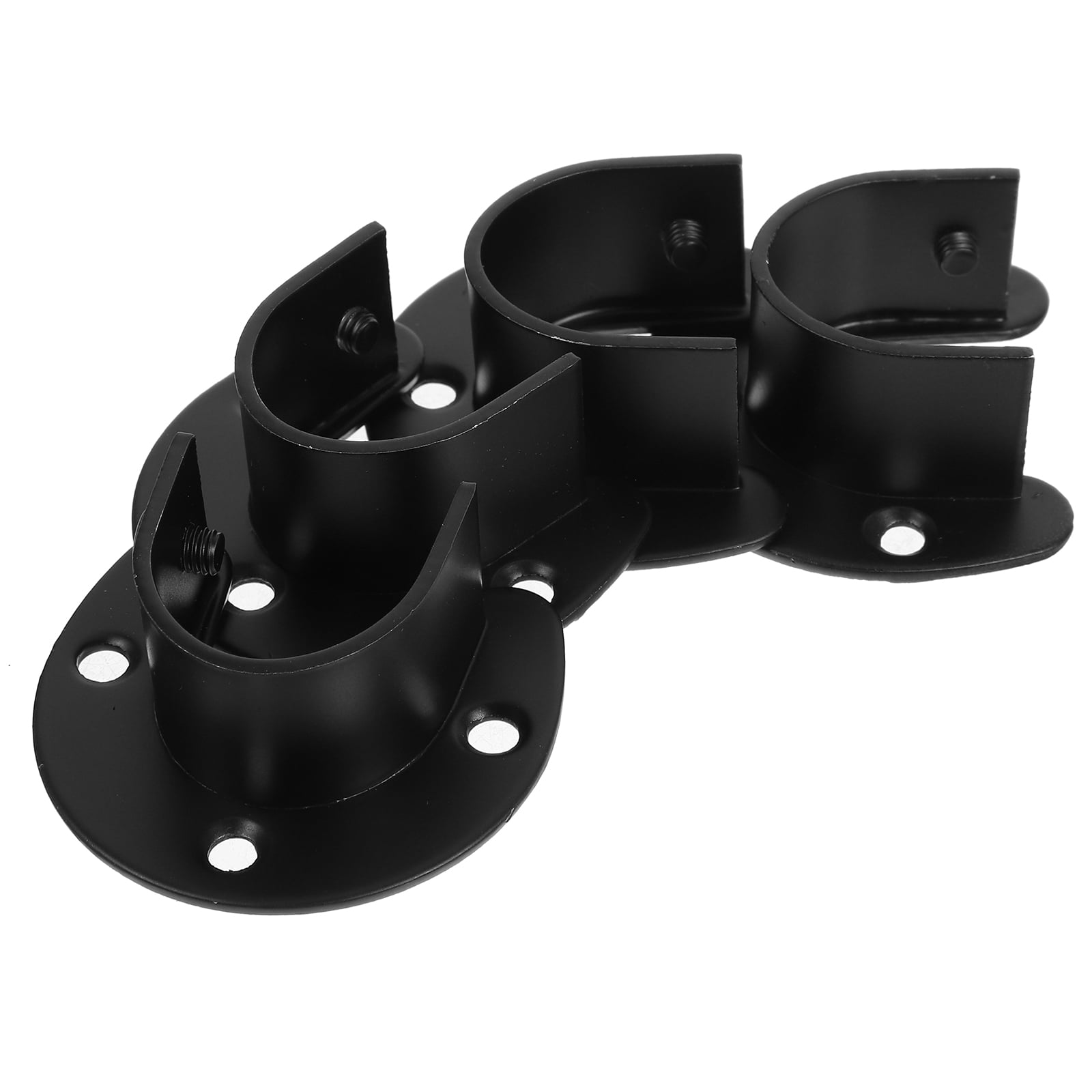 Wall Pole Flange Seat Stainless Steel Black Shower Curtain Rod Bracket ...