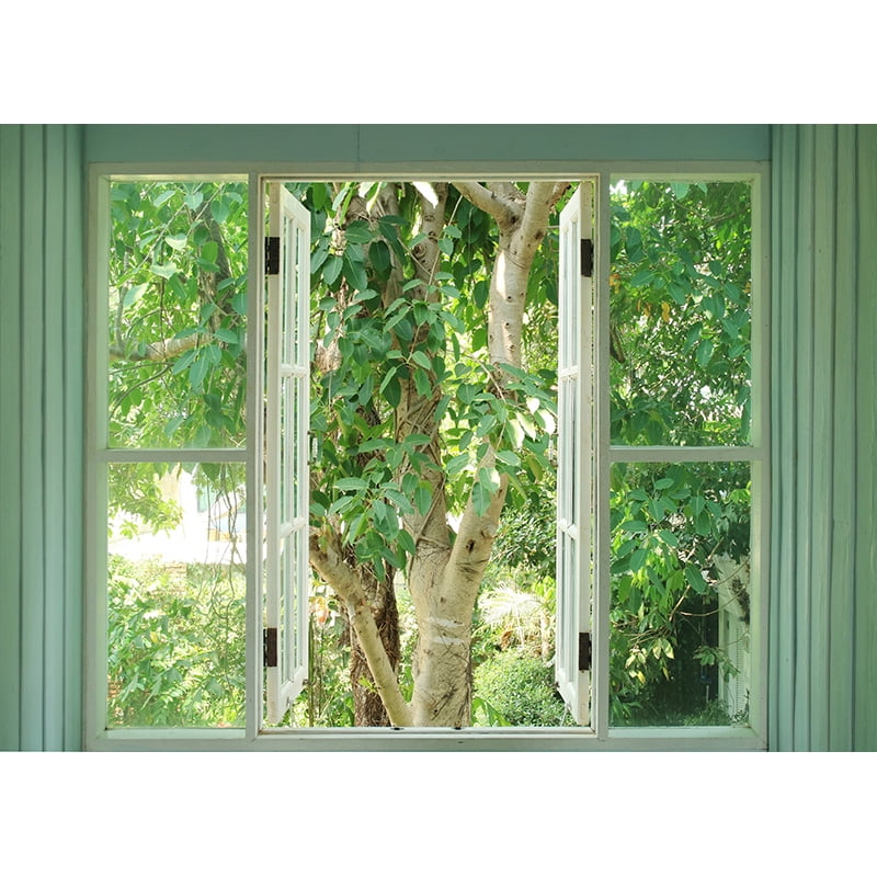 Wall Poster Open Window Sea Sunset Photography Backdrops Living Room ...
