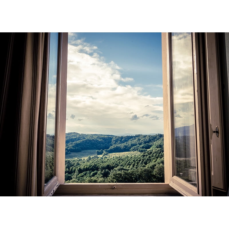 Wall Poster Open Window Sea Sunset Photography Backdrops Living Room ...