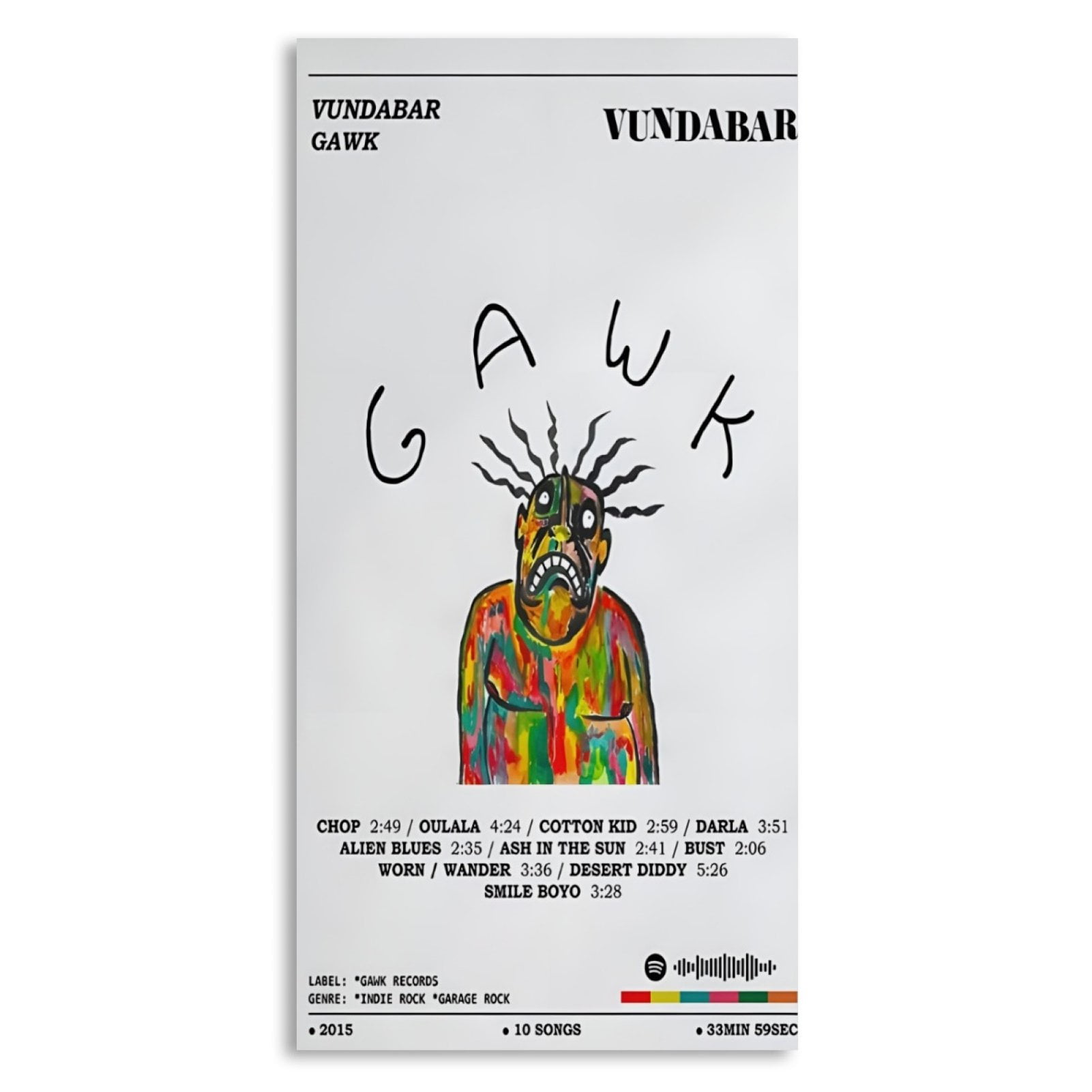 Wall Poster for Bedroom Decor Art Print - Vundabar Gawk Music Cover ...