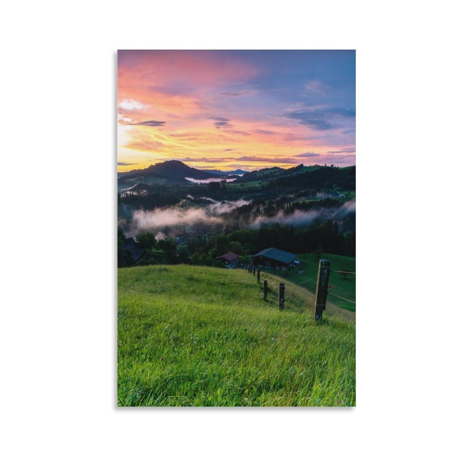 Wall Posters Evening Atmosphere Sky Clouds And Mountains Scenery ...