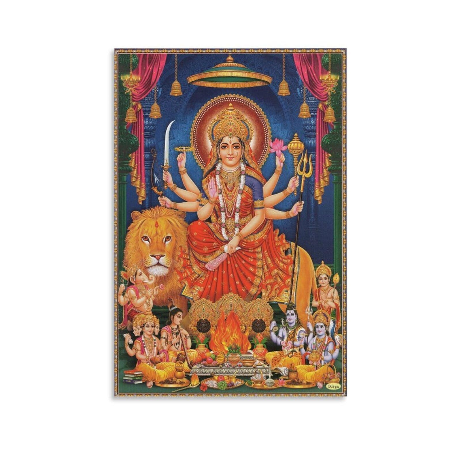Wall Posters Hindu Goddess Durga Painting Posters Poster Decorative ...