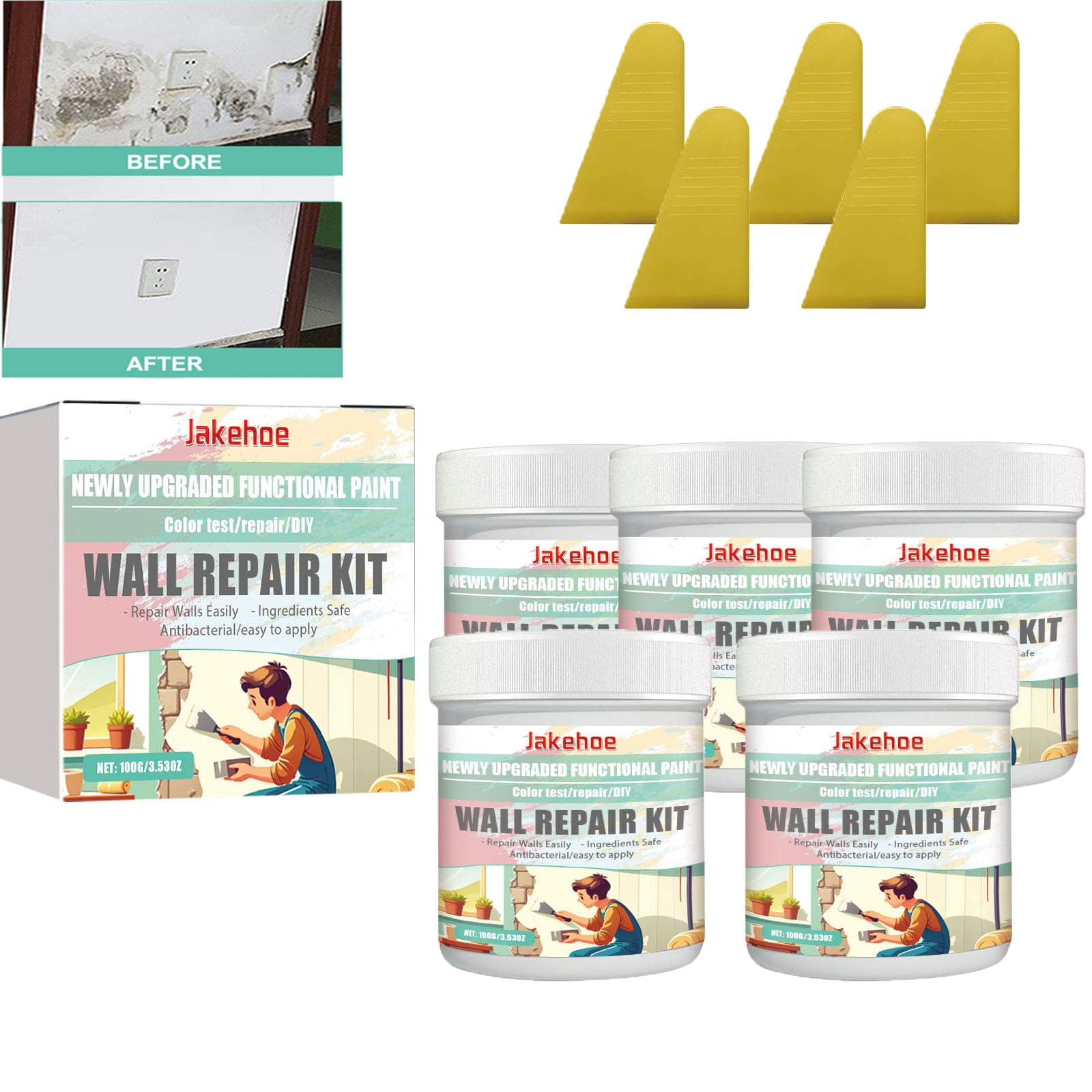Wall Repair Kit,Spackle Wall Repair Patch Kit with Scraper,Wall Mending ...
