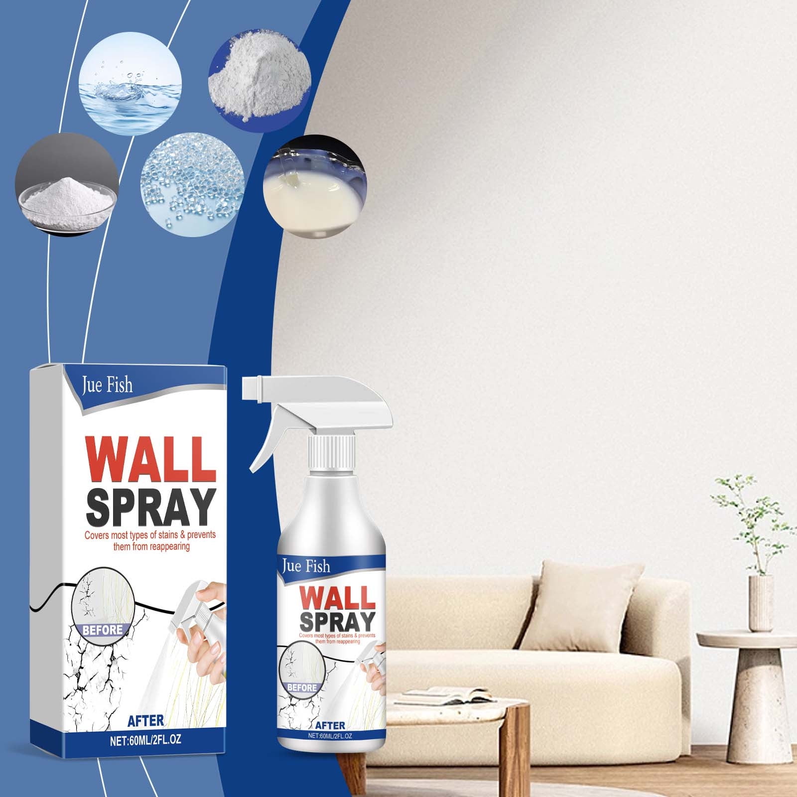 Wall Repair Paint Wall Spray Paint-2 Pack, Water-Based Paint White Peel ...