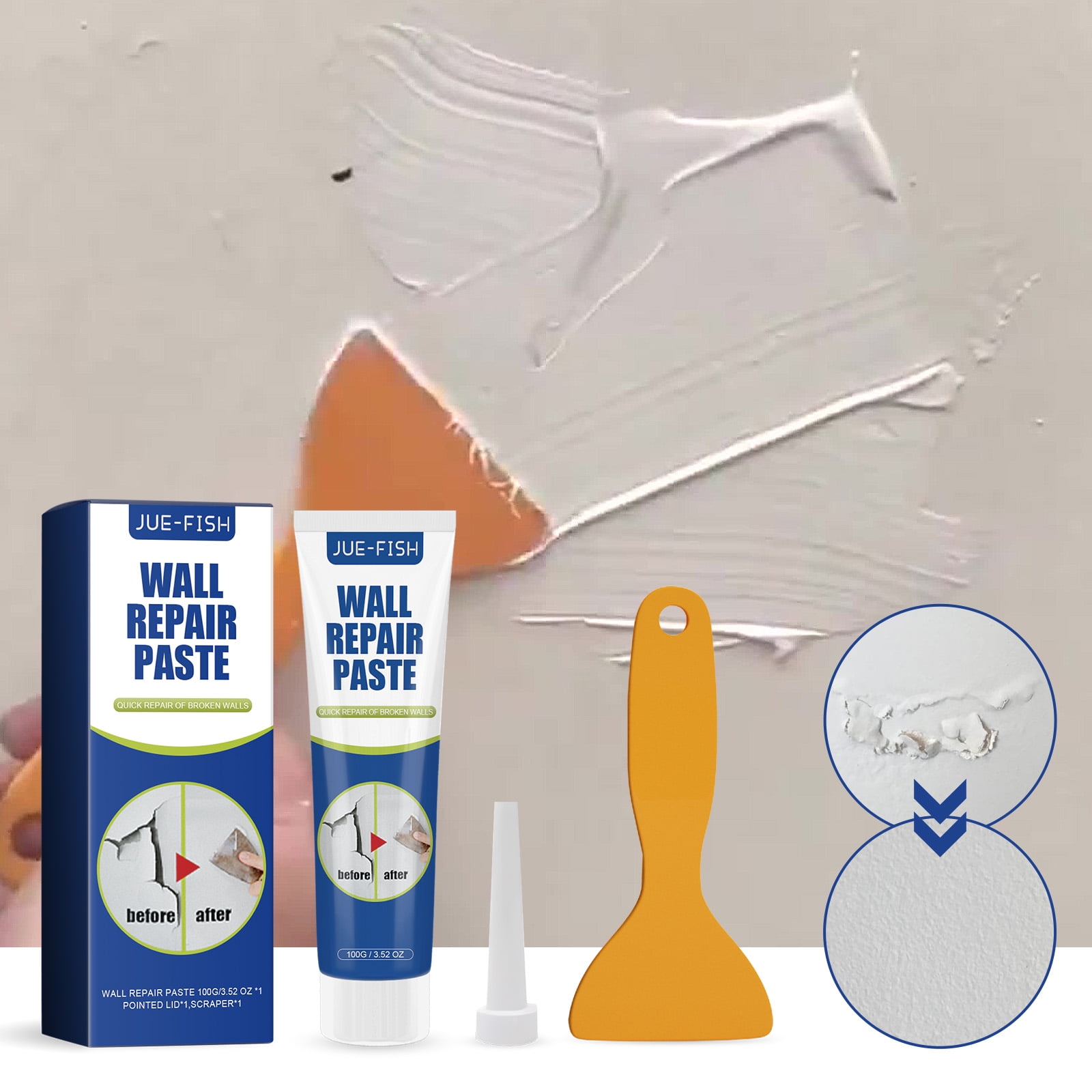 Wall Repair Paste, Home White Wall Crack Repair Plaster To Cover Mildew ...