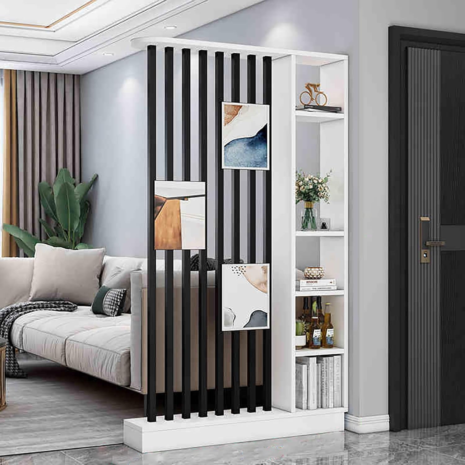 Wall Room Divider Freestanding Room Divider with Shelves Wood Room ...