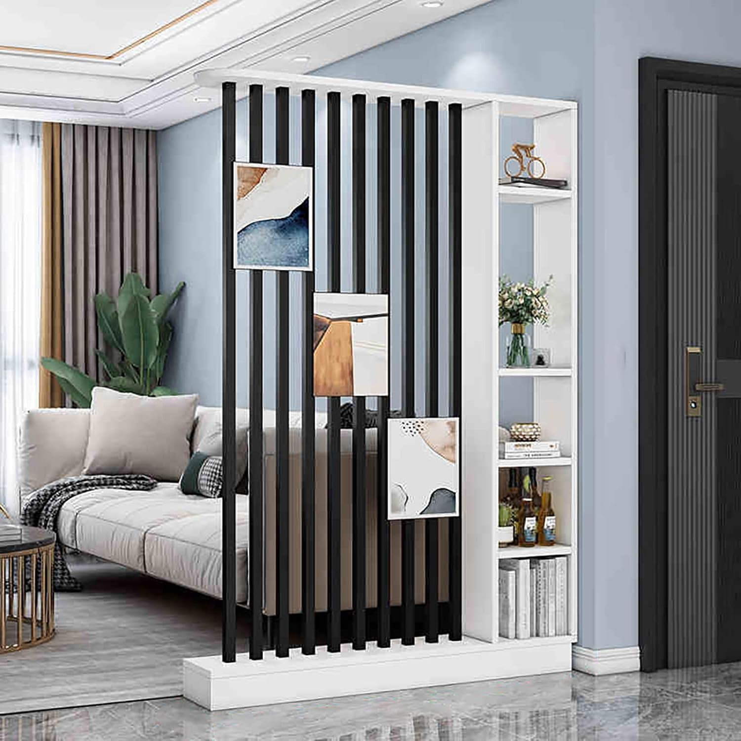 Wall Room Divider Freestanding Room Divider with Shelves Wood Room ...