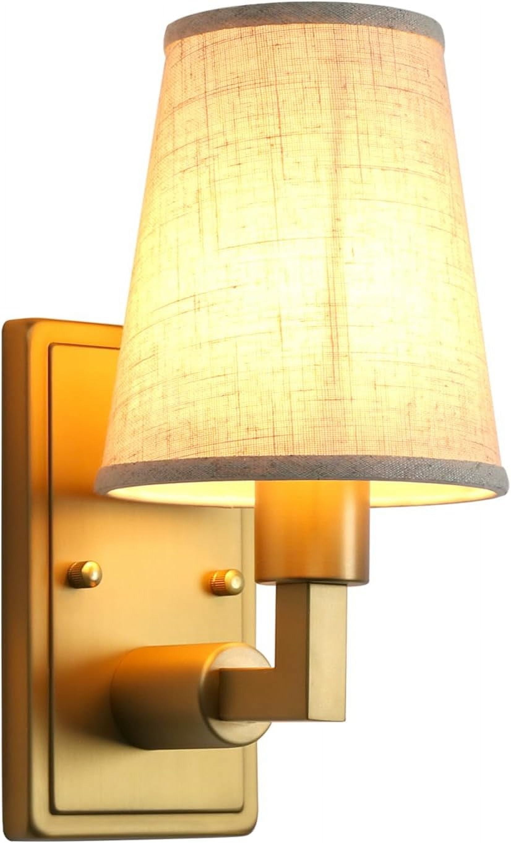 Wall Sconce 1-Light Fixture Antique Finish with Linen Fabric Shade, E26 ...