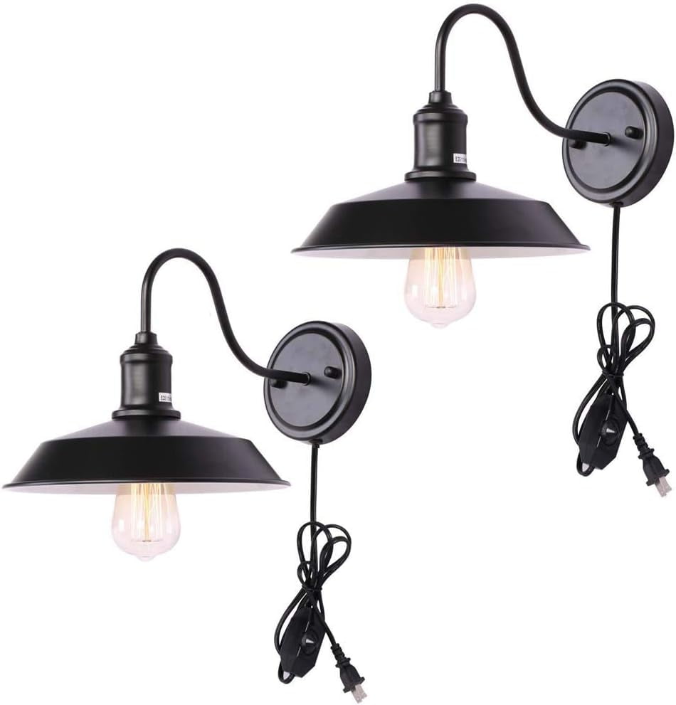 Wall Sconce with Plug in,Vintage Industrial Rustic Wall Lamp,Dimmable ...