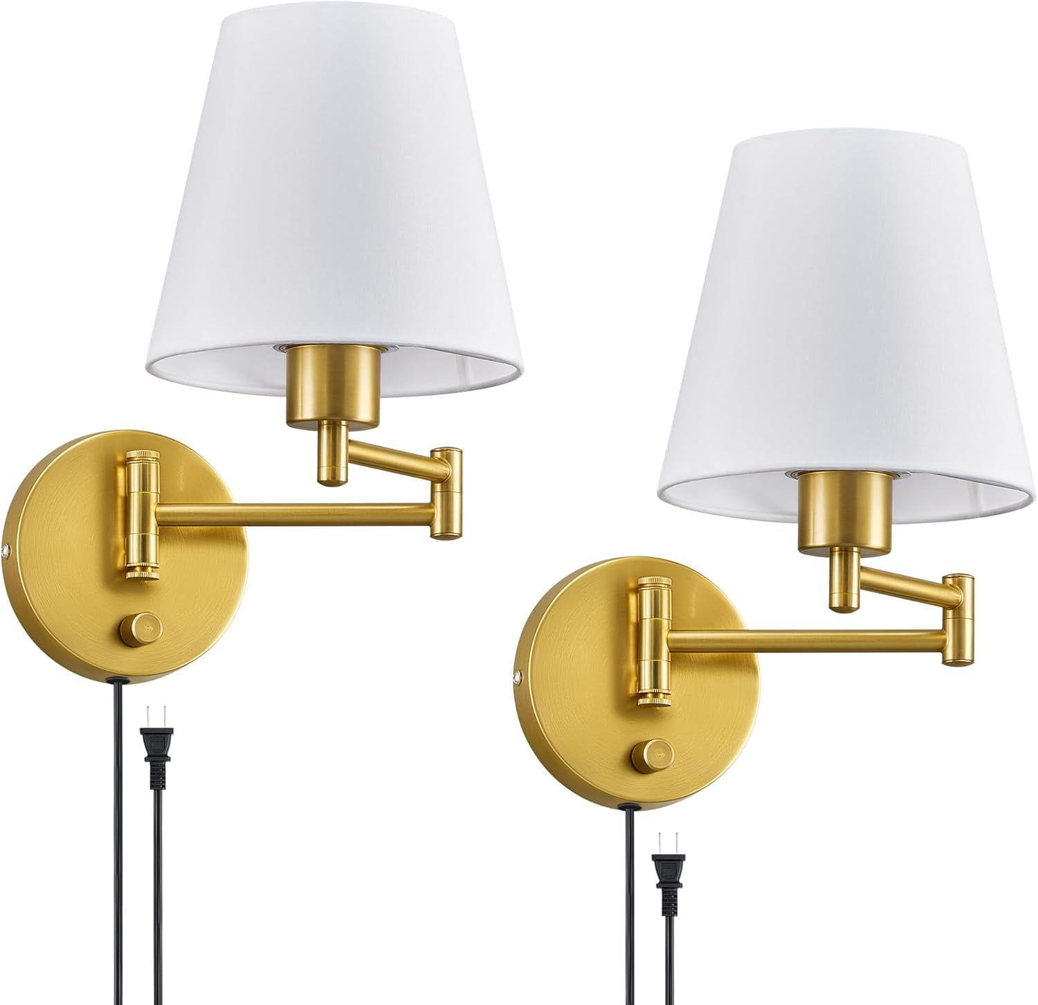 Wall Sconce Set of 2, Plug in & Hardwired Swing Arm Wall Lamps ...