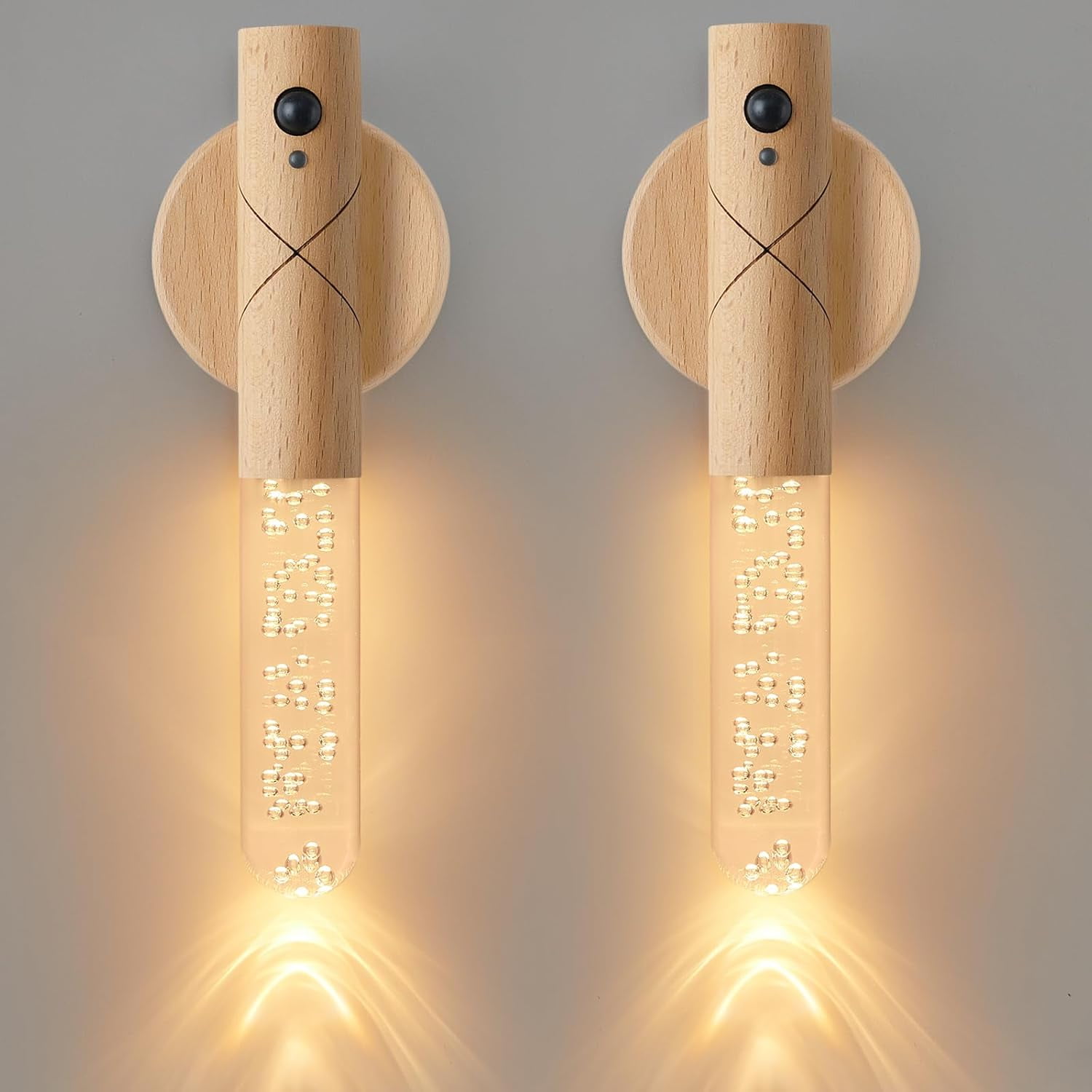Wall Sconces Set of Two Battery Operated, Motion Sensor Night Light ...