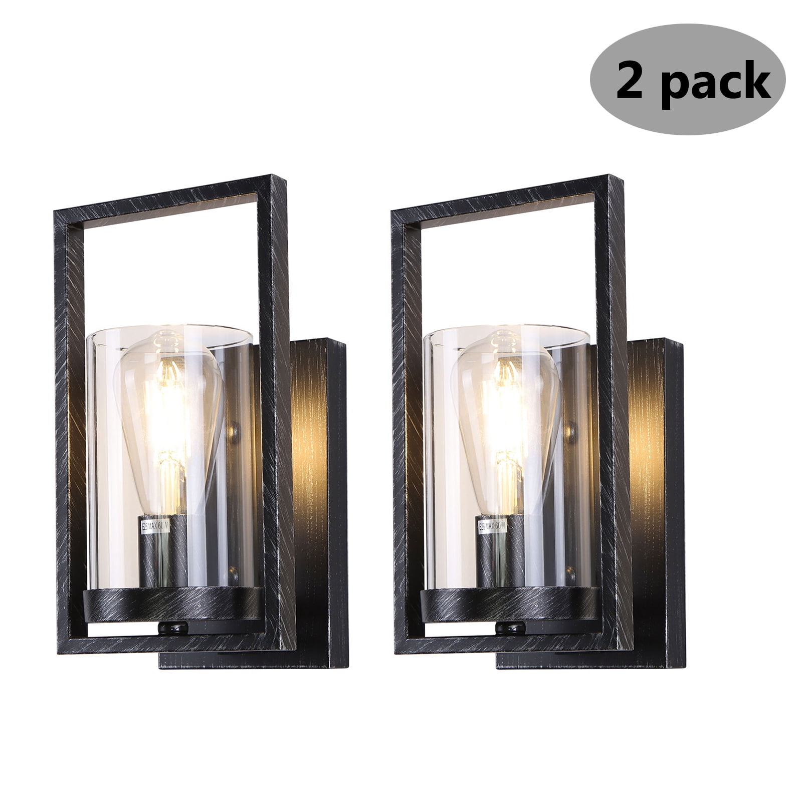 Wall Sconces Set of Two, Black Modern Sconce Wall Lights, Bathroom ...