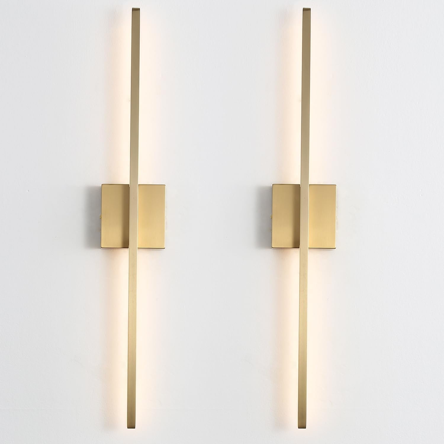 Wall Sconces Set of Two, LED Dimmable Sconces Wall Lighting, Brushed ...