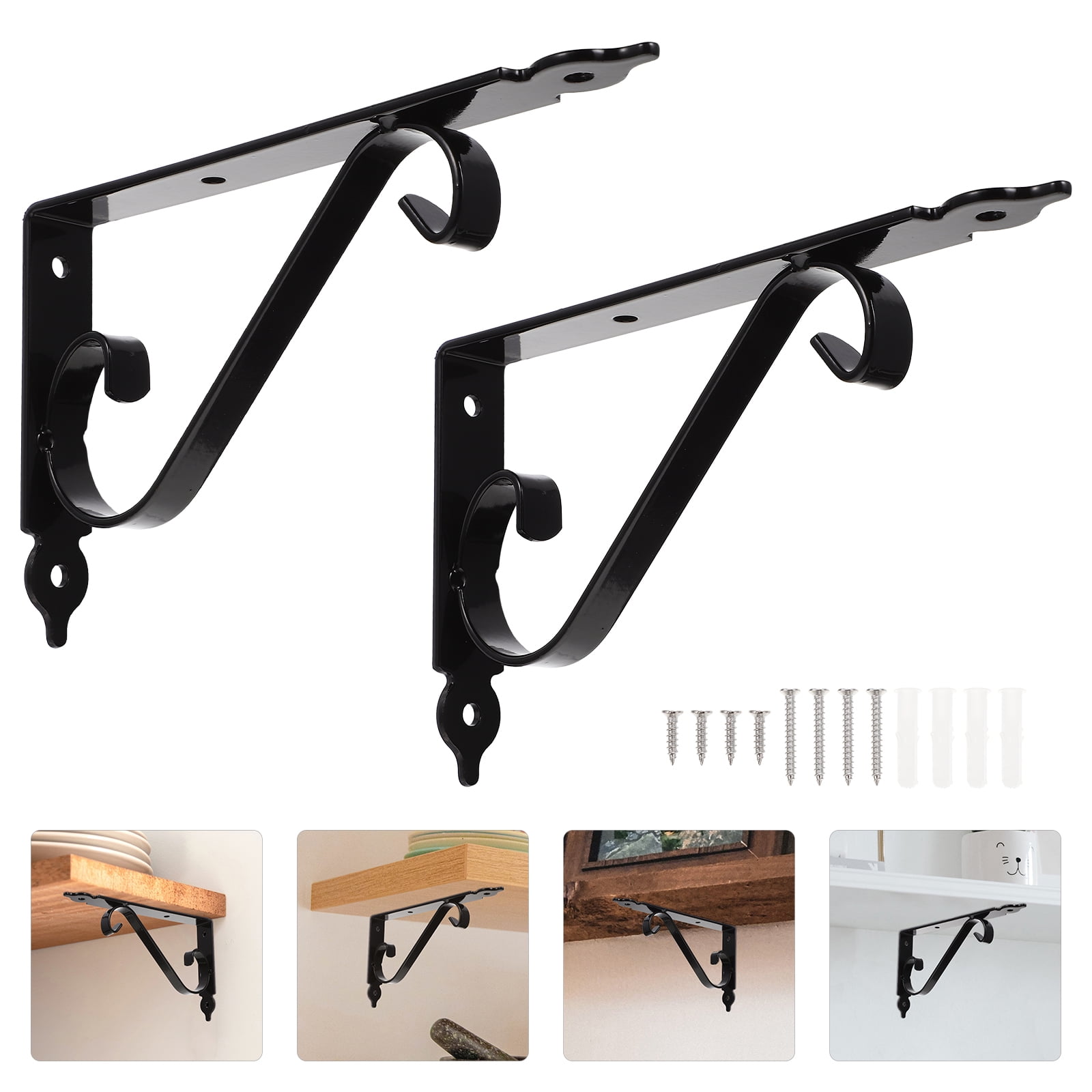 Wall Shelf Bracket,2 Sets of Wall Shelf Fixed Brackets Heavy Duty Shelf ...