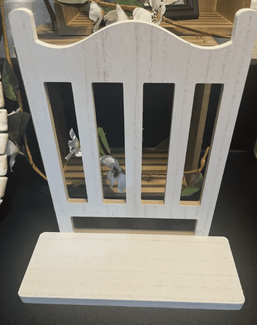 Wall Shelf Chair Back Design Wooden Distressed White 12.25" Tall 11 x 4 ...