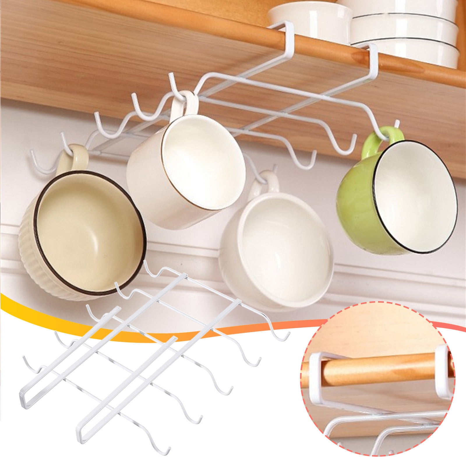 Wall Shelf Hanging Cup Rack Without Punching Hanging Type Under The ...