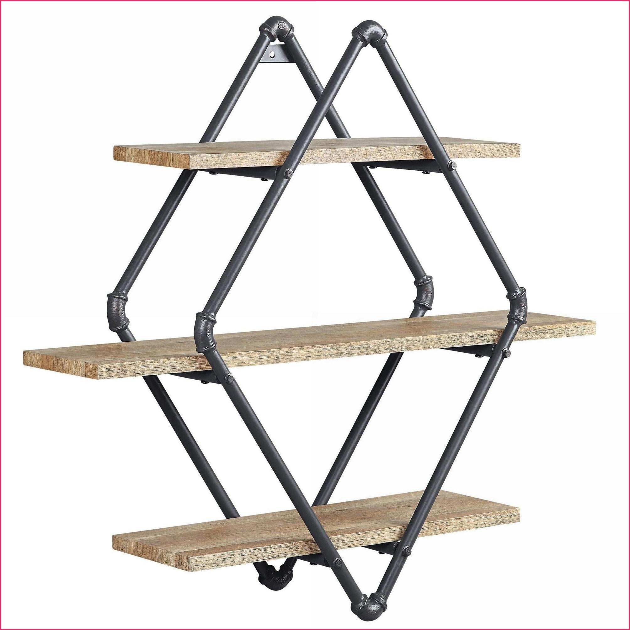 Wall Shelf, Industrial 3-Tier Oak & Sandy Black | Wood+Metal | Open ...