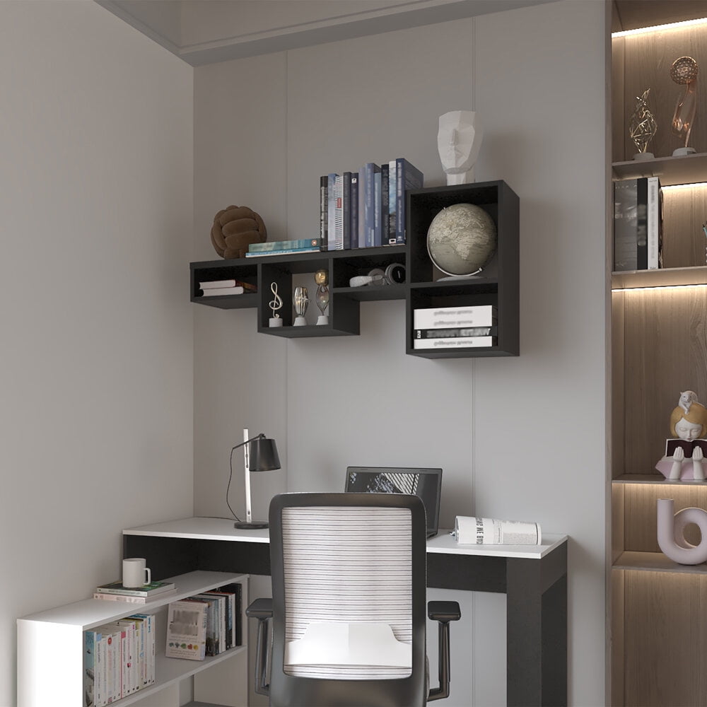 Wall Shelf Kiowa,Office,Black,Black Engineered Wood Furniture Primary ...