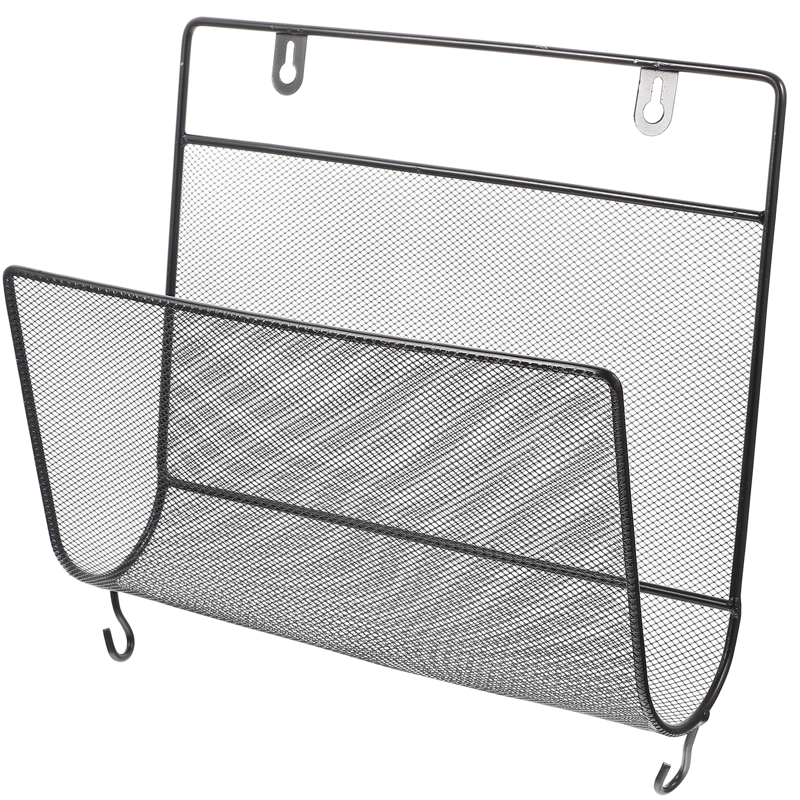 Wall Shelf Paper Organizer Mail Mounted Key Hanger Office Black ...