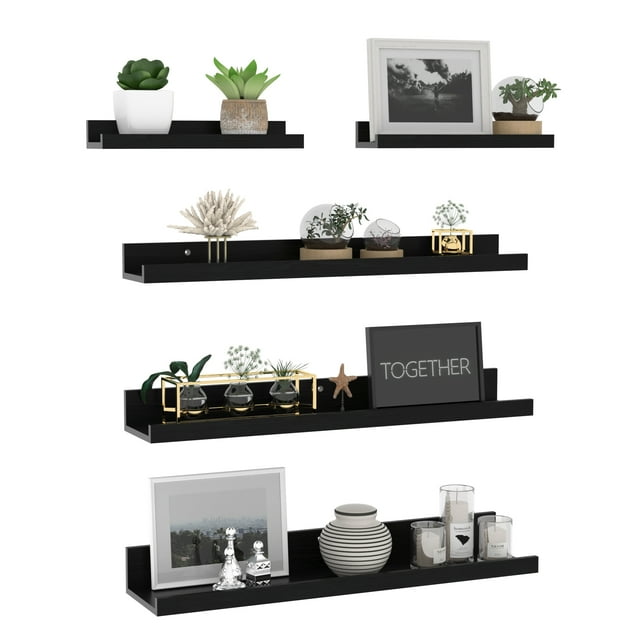 Walmart Wood Home Wall Shelf Set of 5, Floating Shelves for Wall Mount ...