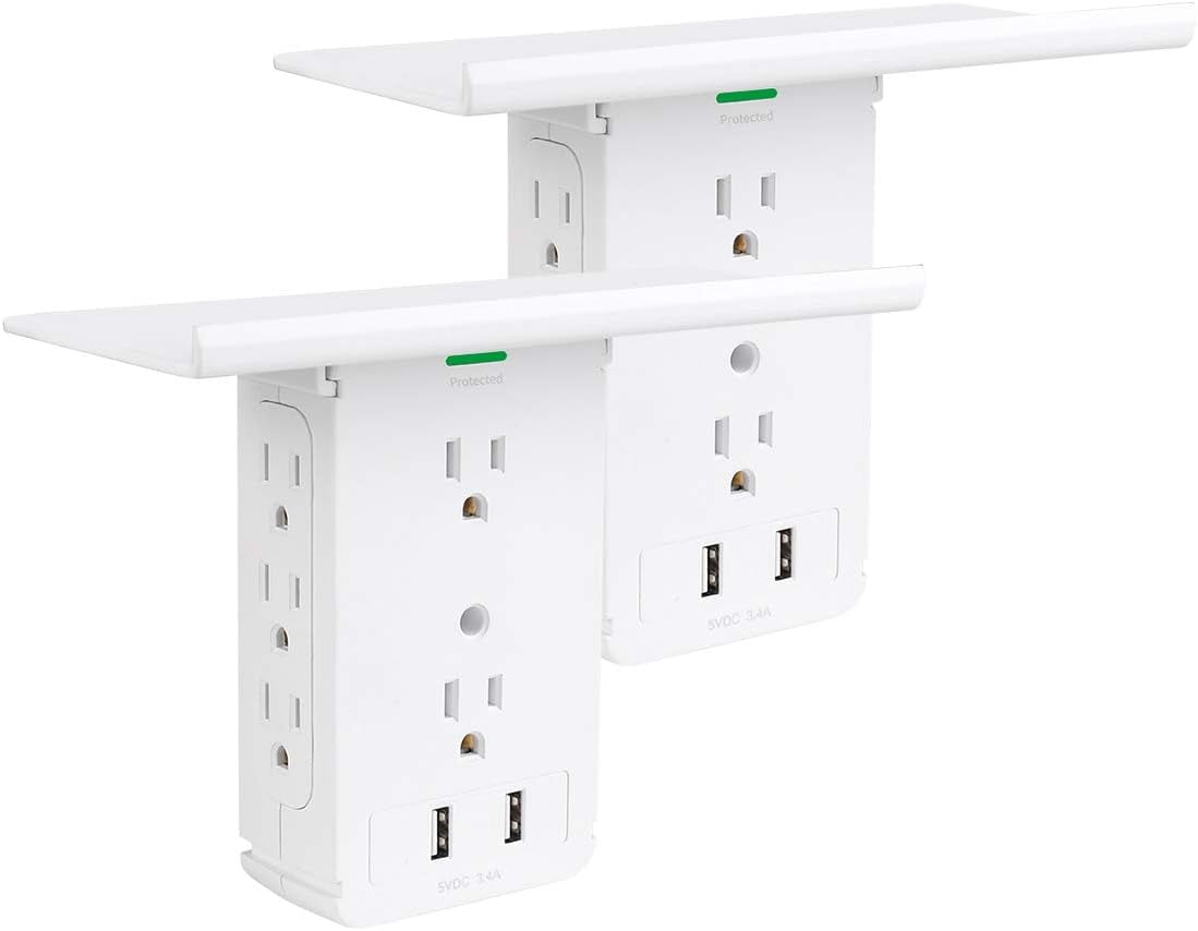 Wall Shelf Socket - 10 Port Surge Protector Wall Outlet with 8 ...
