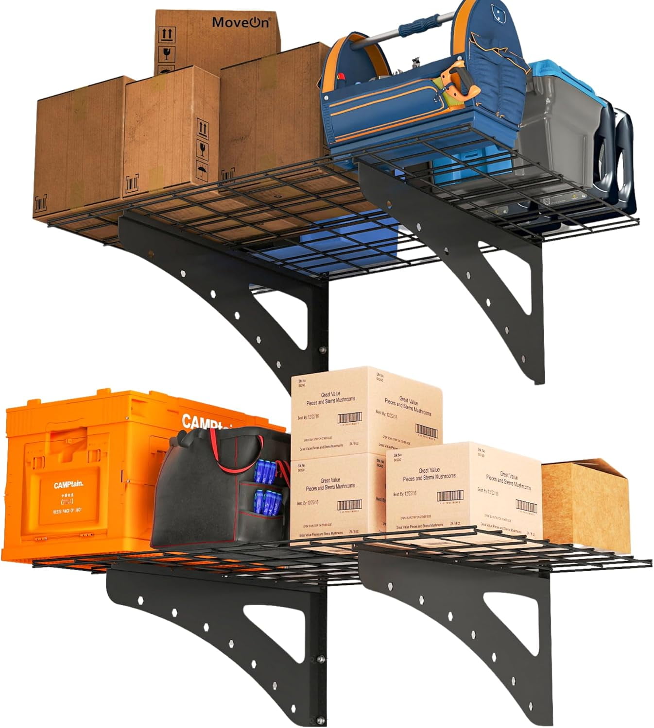 Wall Shelves 2 Pack 3x2 Ft Garage Shelving 36"x24" Wall Mounted Shelves ...