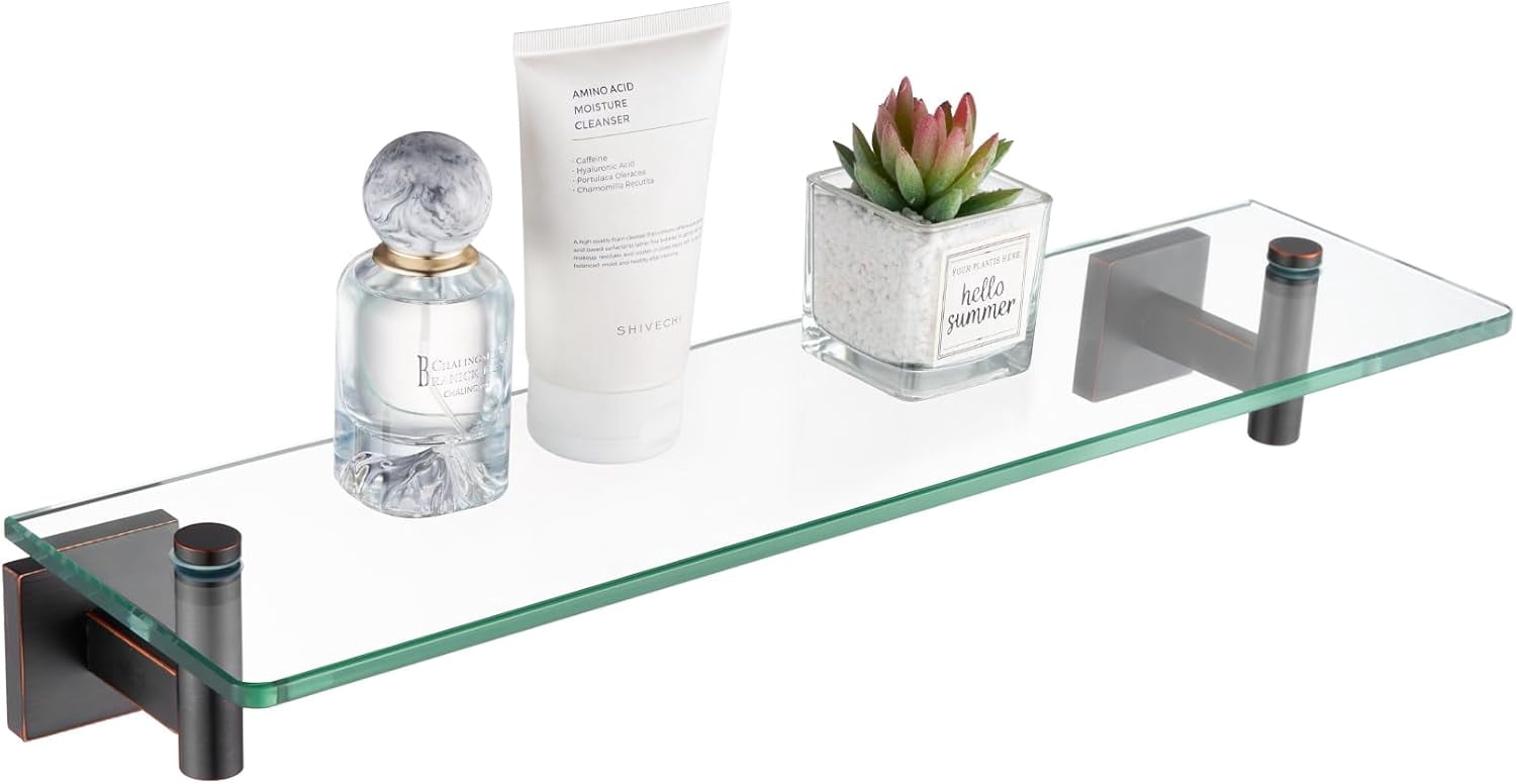 Wall Shelves Bathroom Hardware Glass Floating Shelf 20-Inch for Bedroom ...