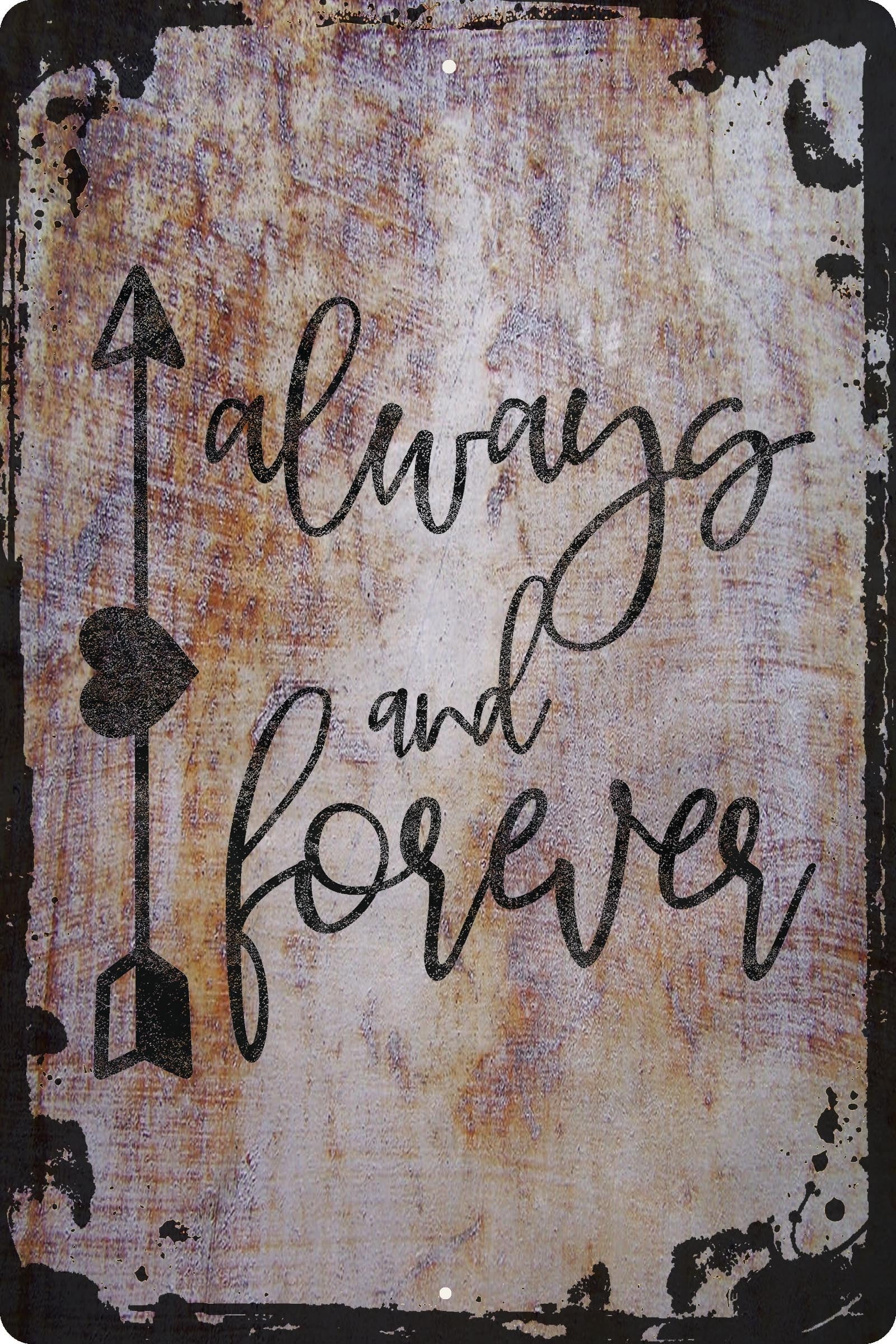 Wall Sign Always & forever cursive heart arrow love couple relationship ...