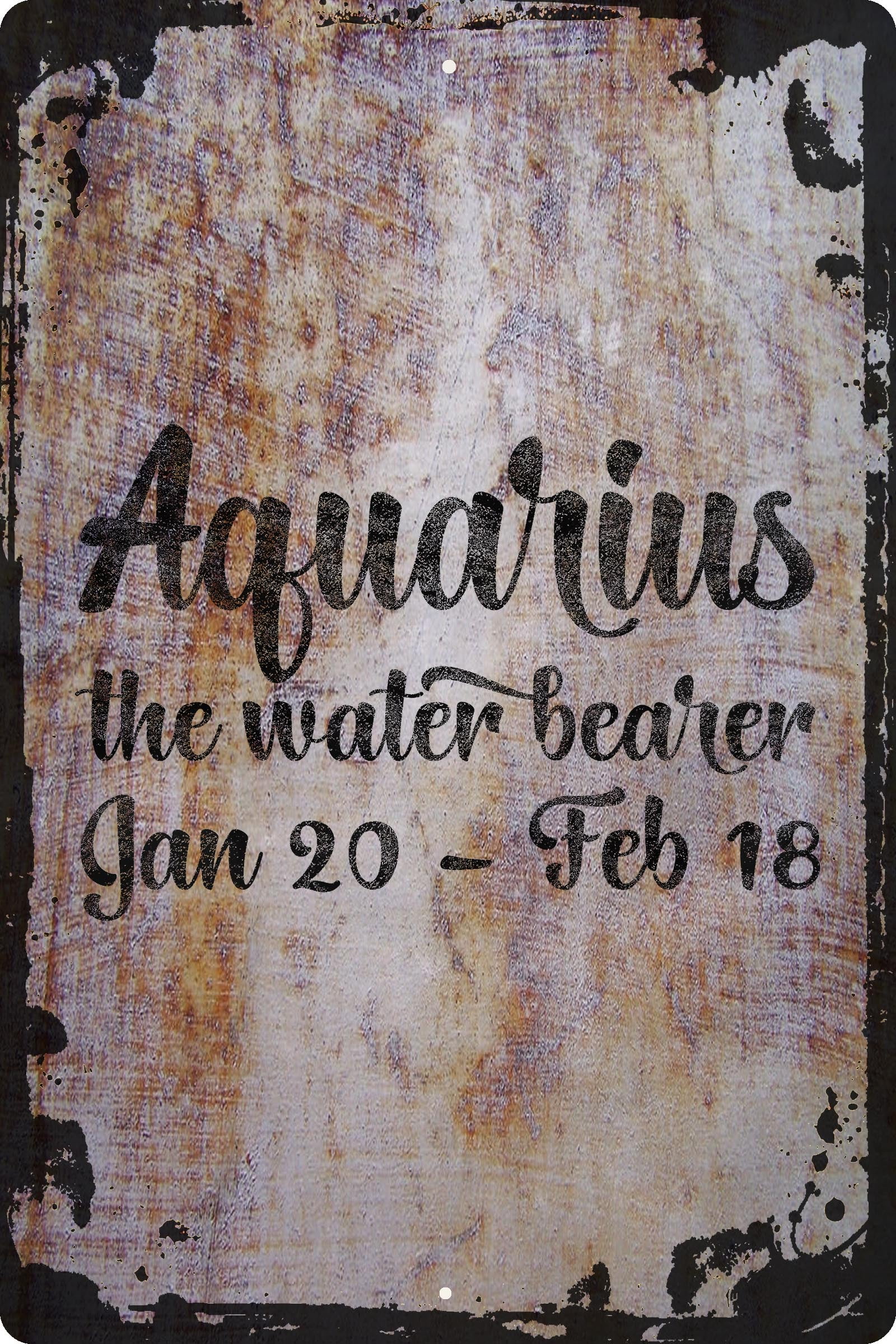 Wall Sign Aquarius the water bearer Jan 20-Feb 18 cursive zodiac ...
