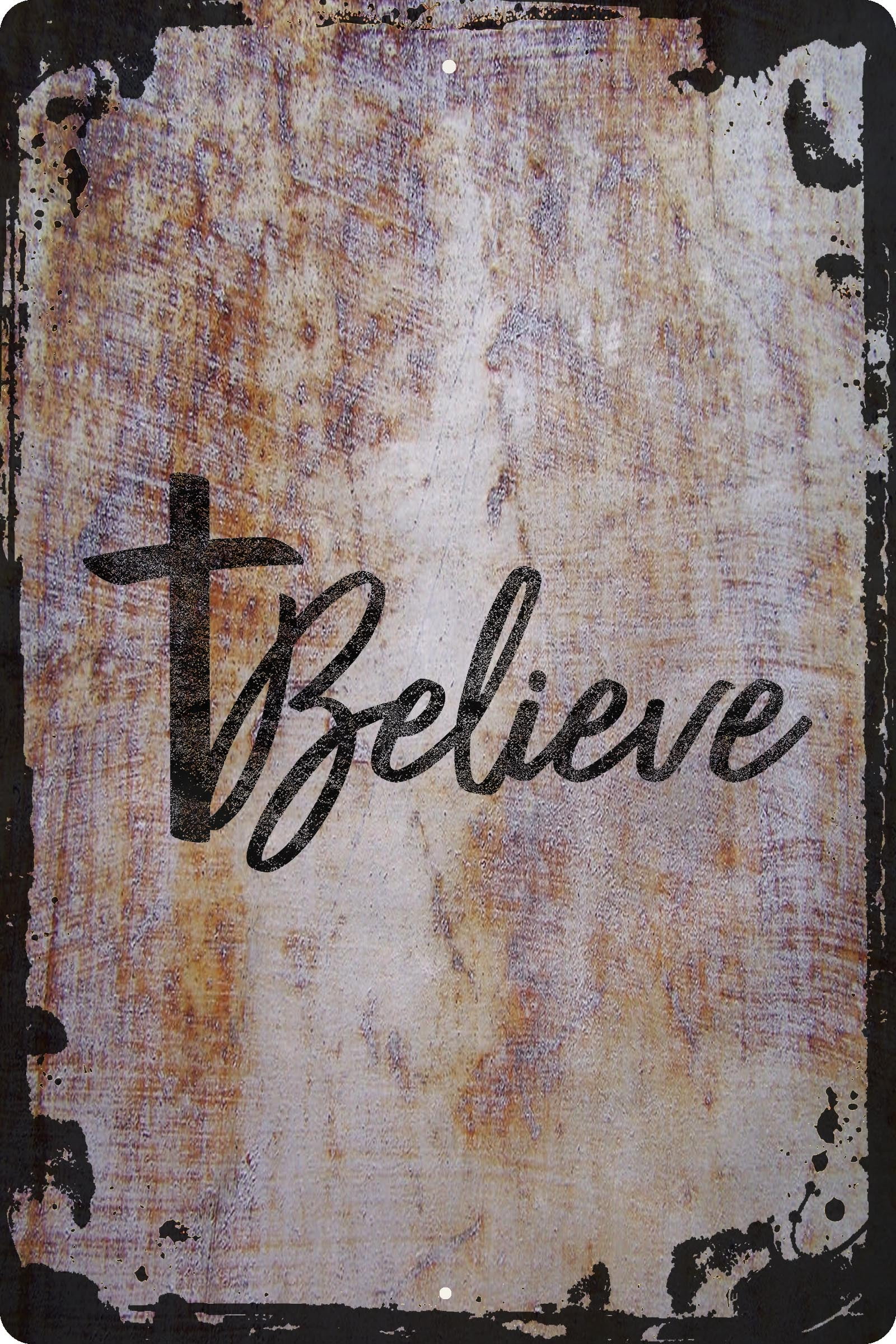 Wall Sign Believe cursive cross faith god jesus prayer miracles ...