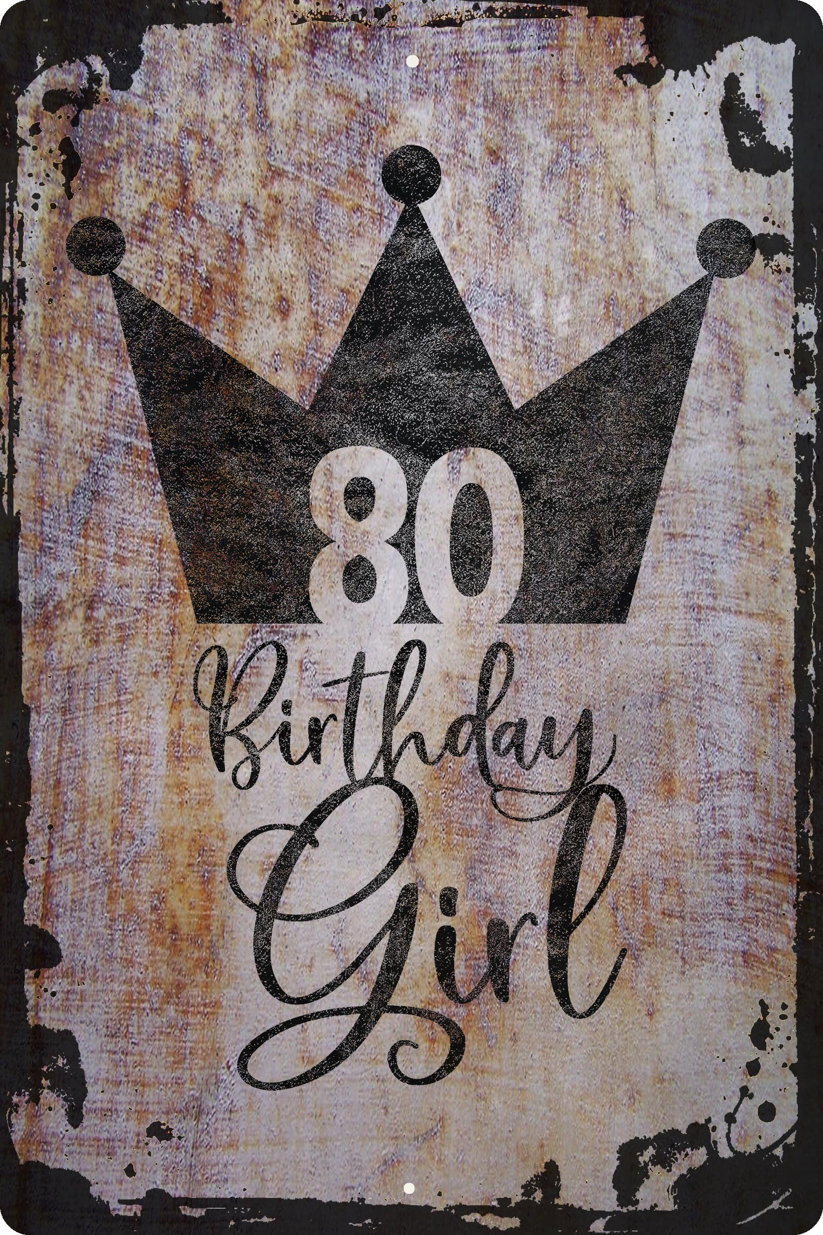 Wall Sign Birthday girl cursive 80 crown eighty getting older celebrate ...