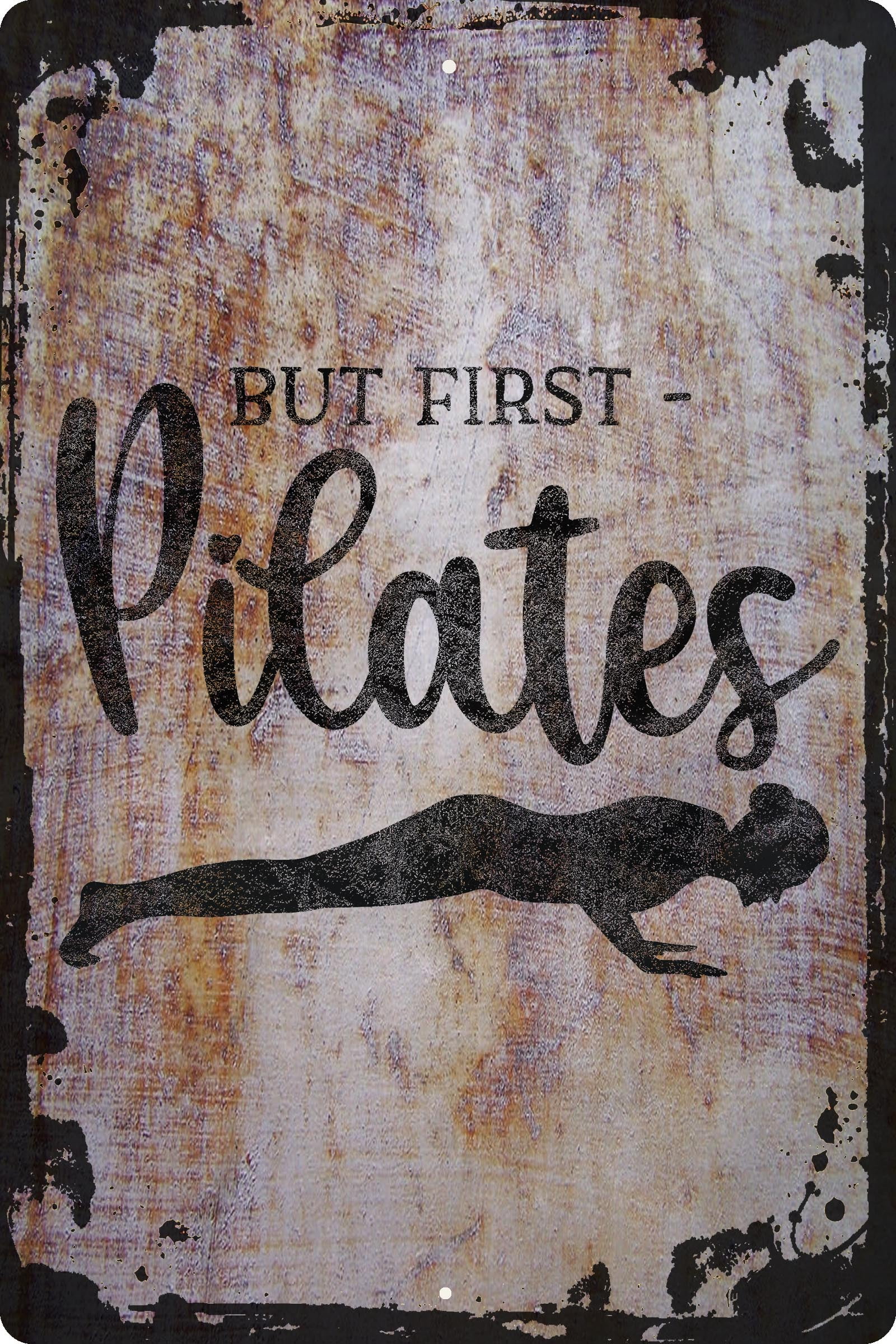 Wall Sign But first pilates plank silhouette cursive heart love fitness ...
