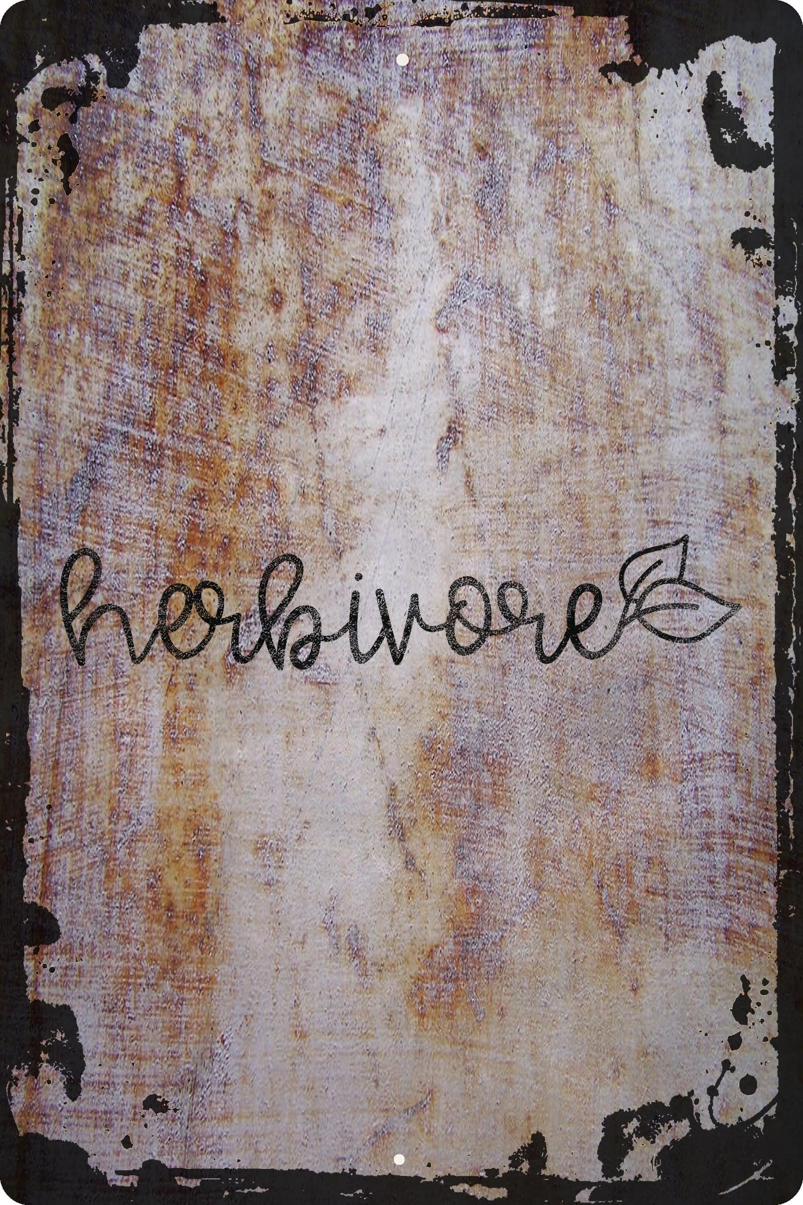 Wall Sign Herbivore cursive plant based leaves healthy lifestyle greens ...