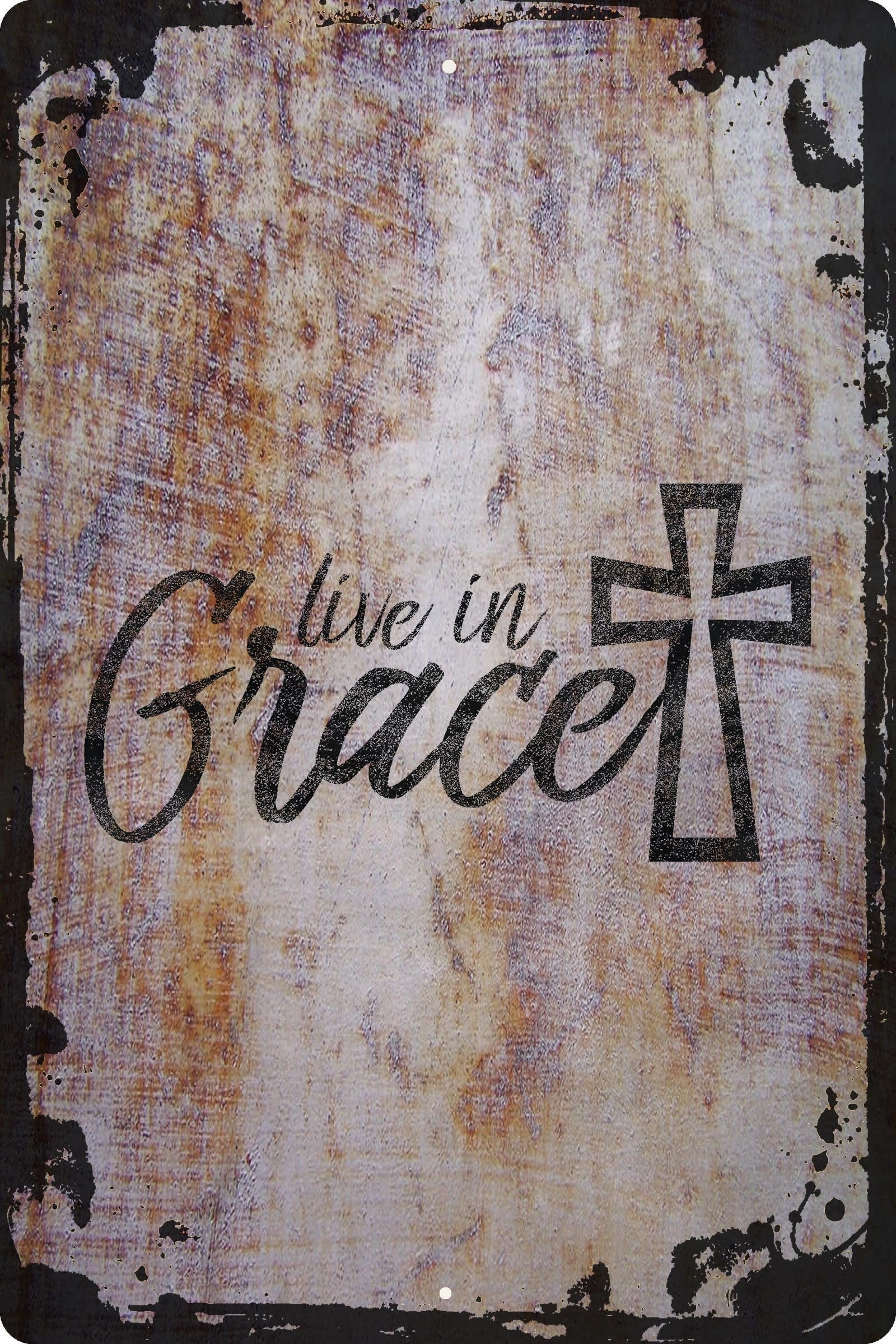 Wall Sign Live in grace cursive cross bible religion faith prayer ...
