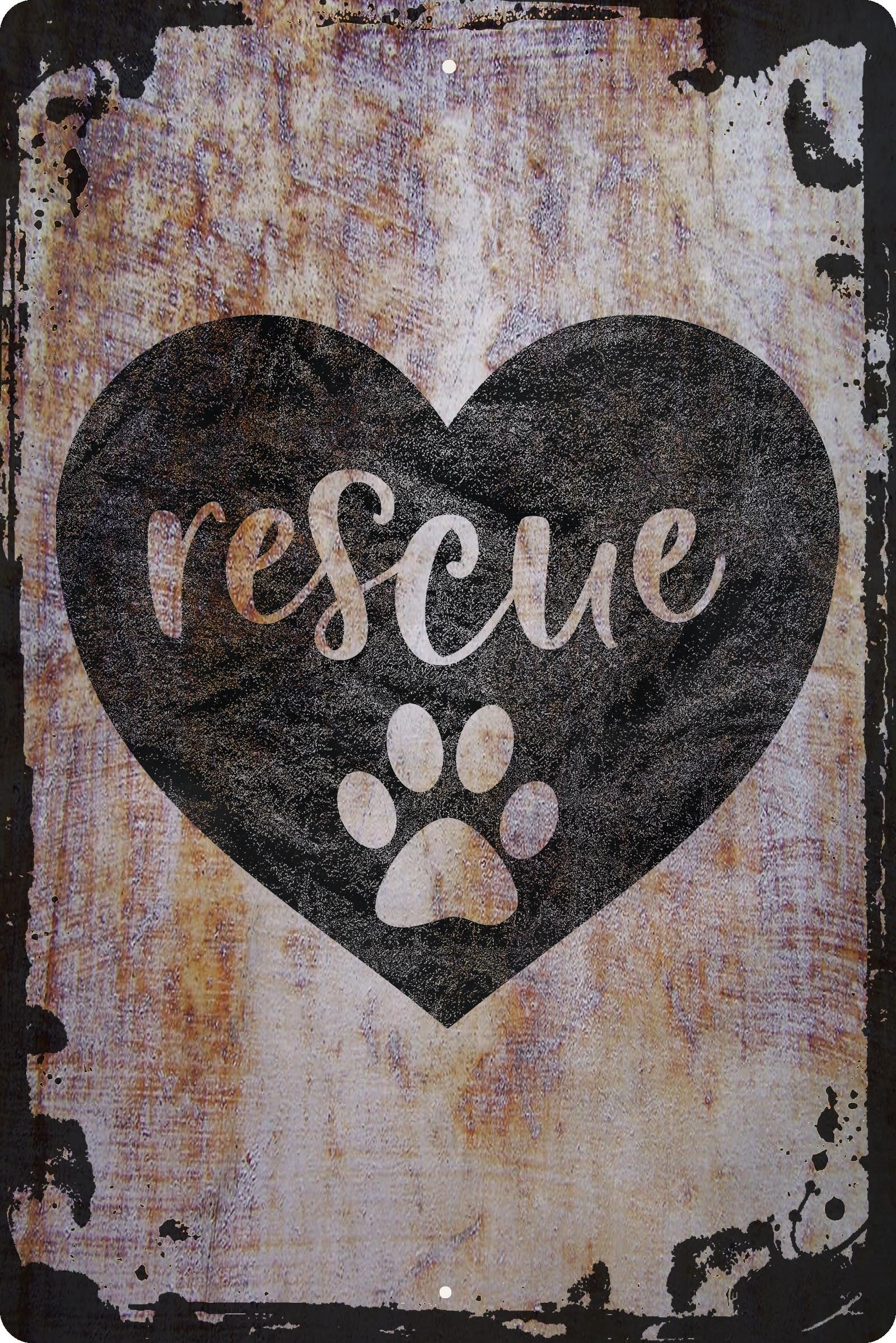 Wall Sign Love rescue dog paw print cursive heart animals pet owner ...