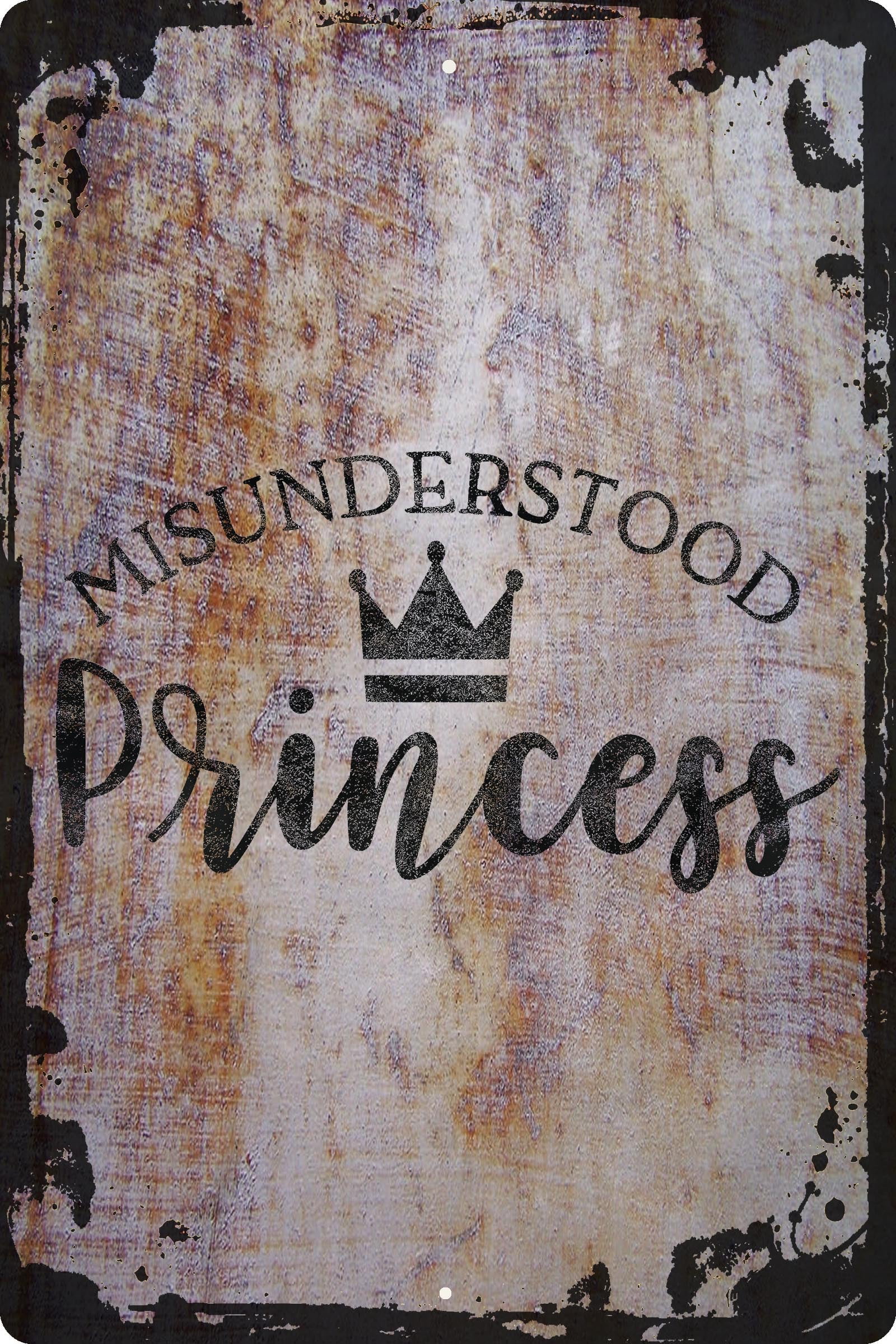 Wall Sign Misunderstood princess caps cursive crown girl kid funny ...