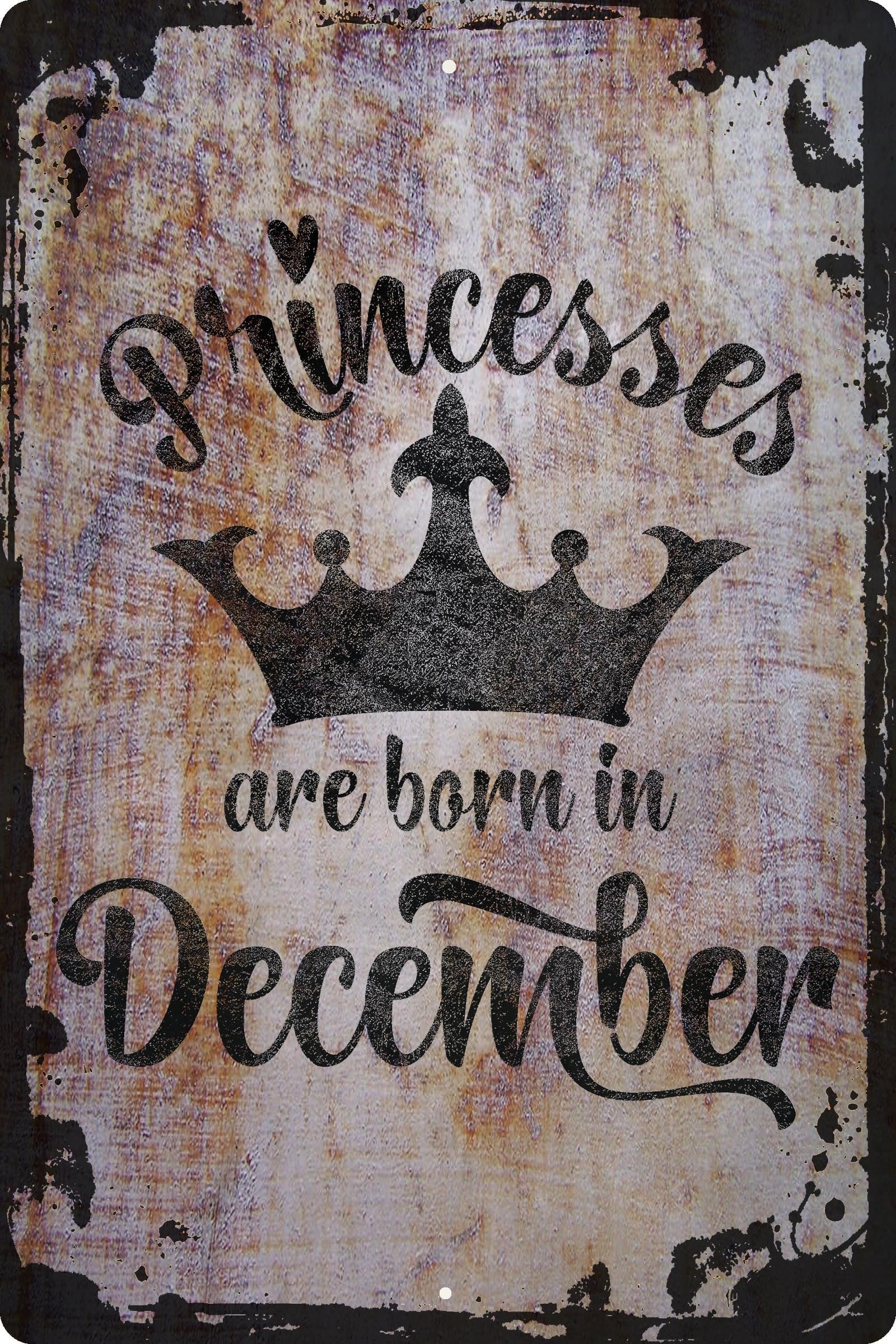 Wall Sign Princesses are born in December crown birth month cursive ...