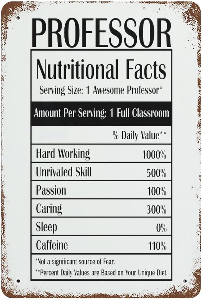 Wall Sign Professor Nutritional Facts Metal Sign 8"x12" Professor Metal ...