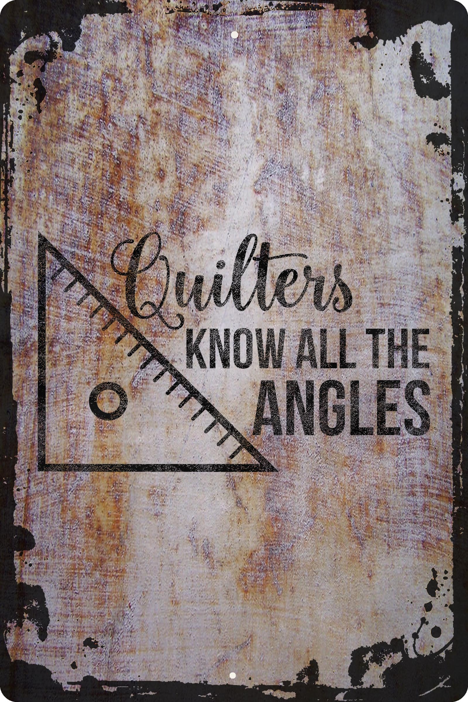 Wall Sign Quilters know all the angles funny cursive caps sewing ...
