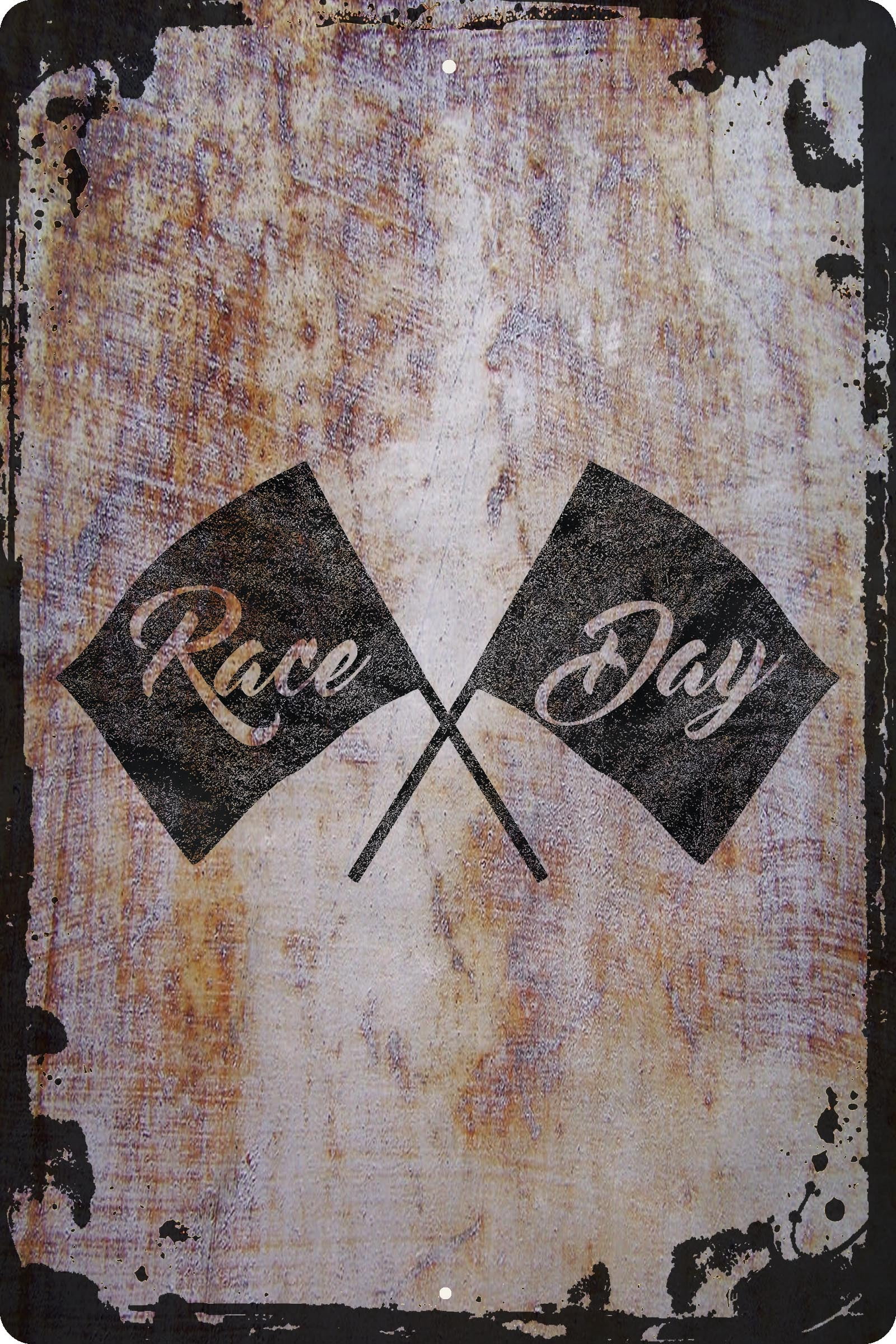 Wall Sign Race day flags racing cars fast speed driving track ...