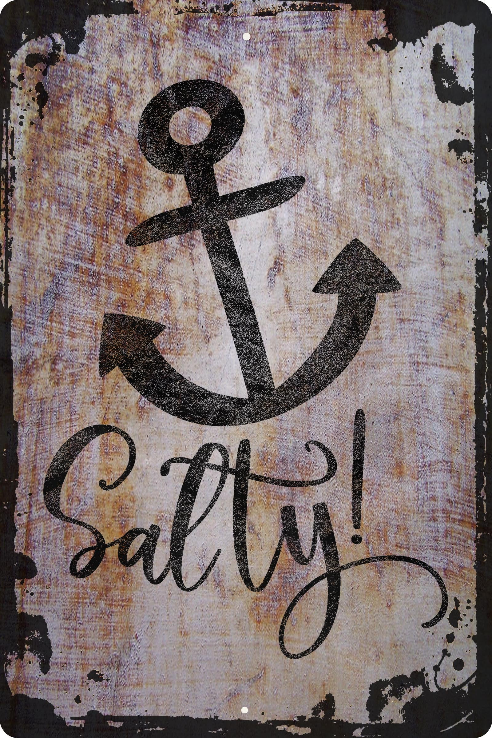 Wall Sign Salty! anchor silhouette cursive salt water boating ocean ...