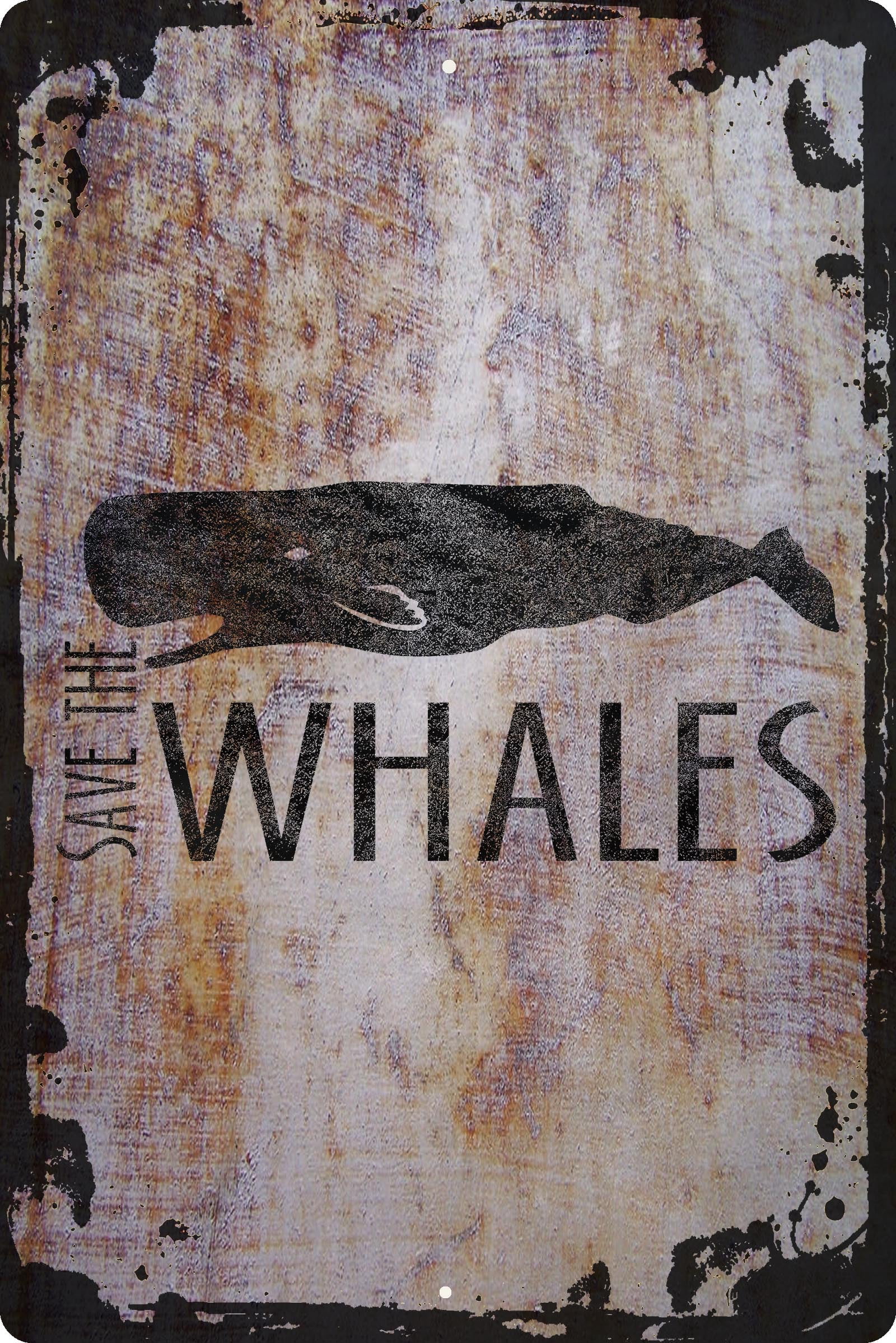 Wall Sign Save the whales caps whale silhouette mammals sea water love ...
