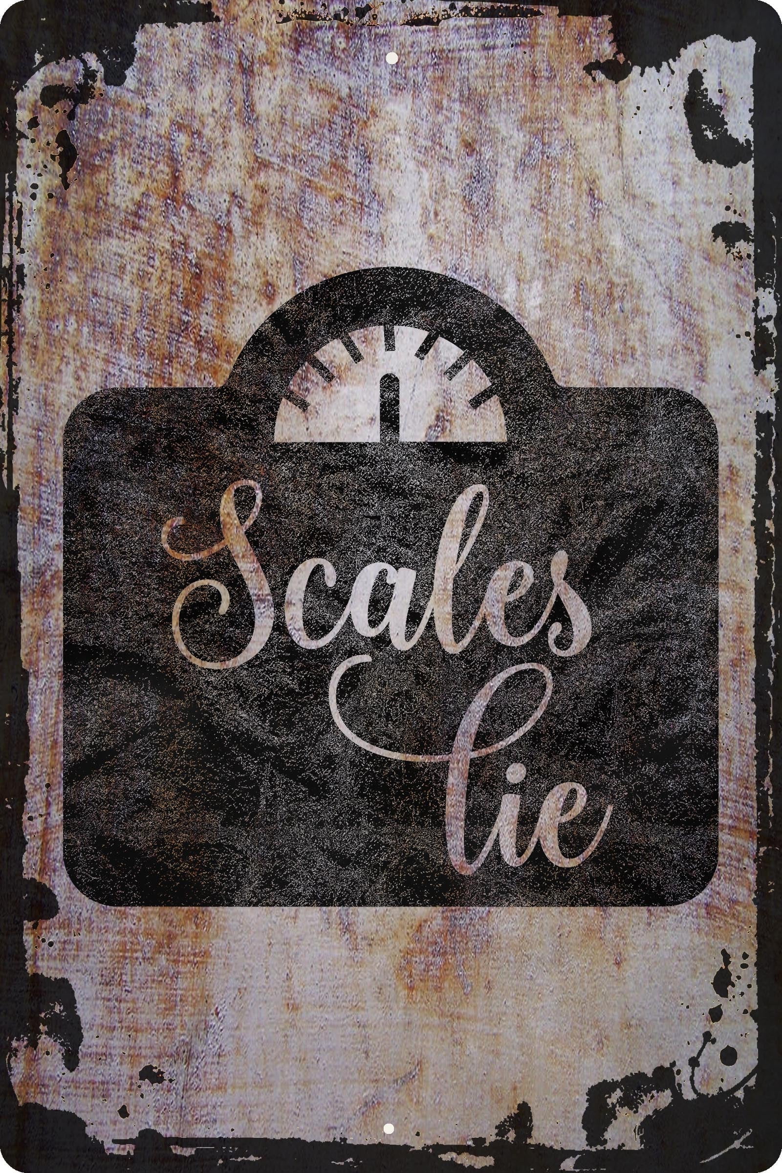 Wall Sign Scales lie cursive weight scale pounds health fitness funny ...