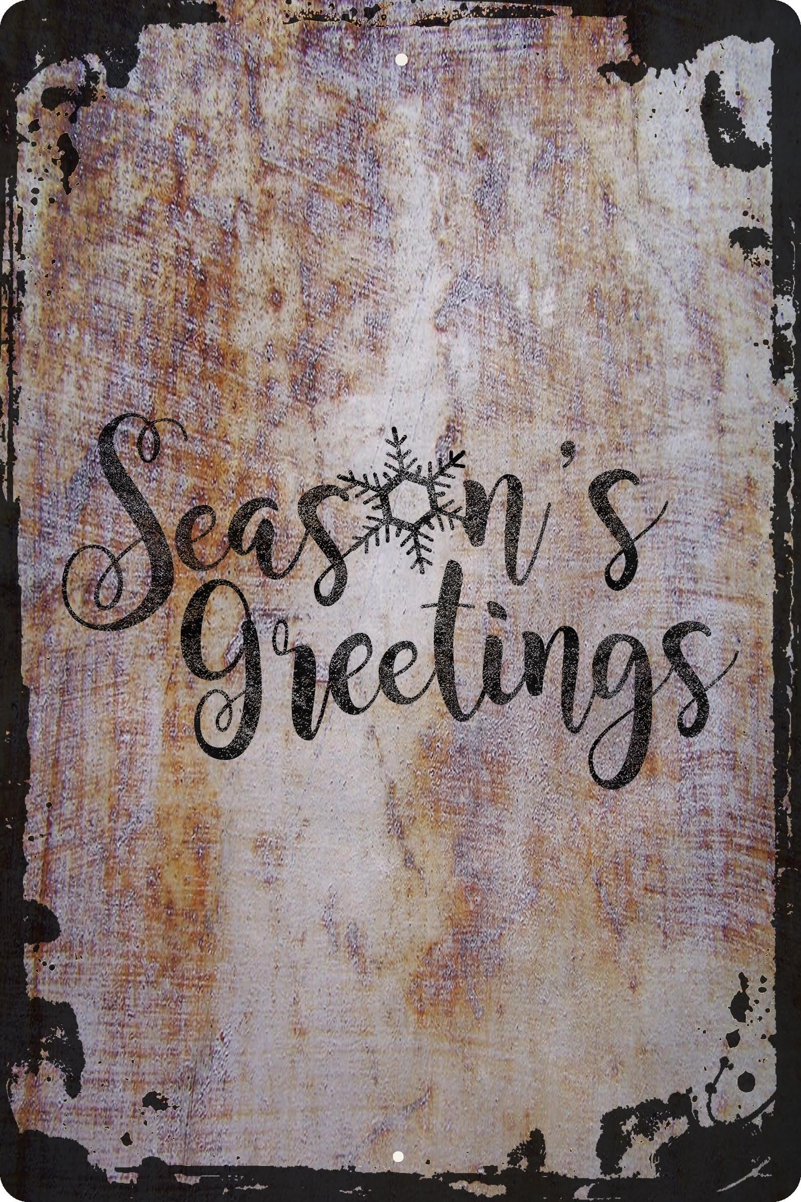 Wall Sign Season's greetings snow snowflake cursive christmas holiday ...
