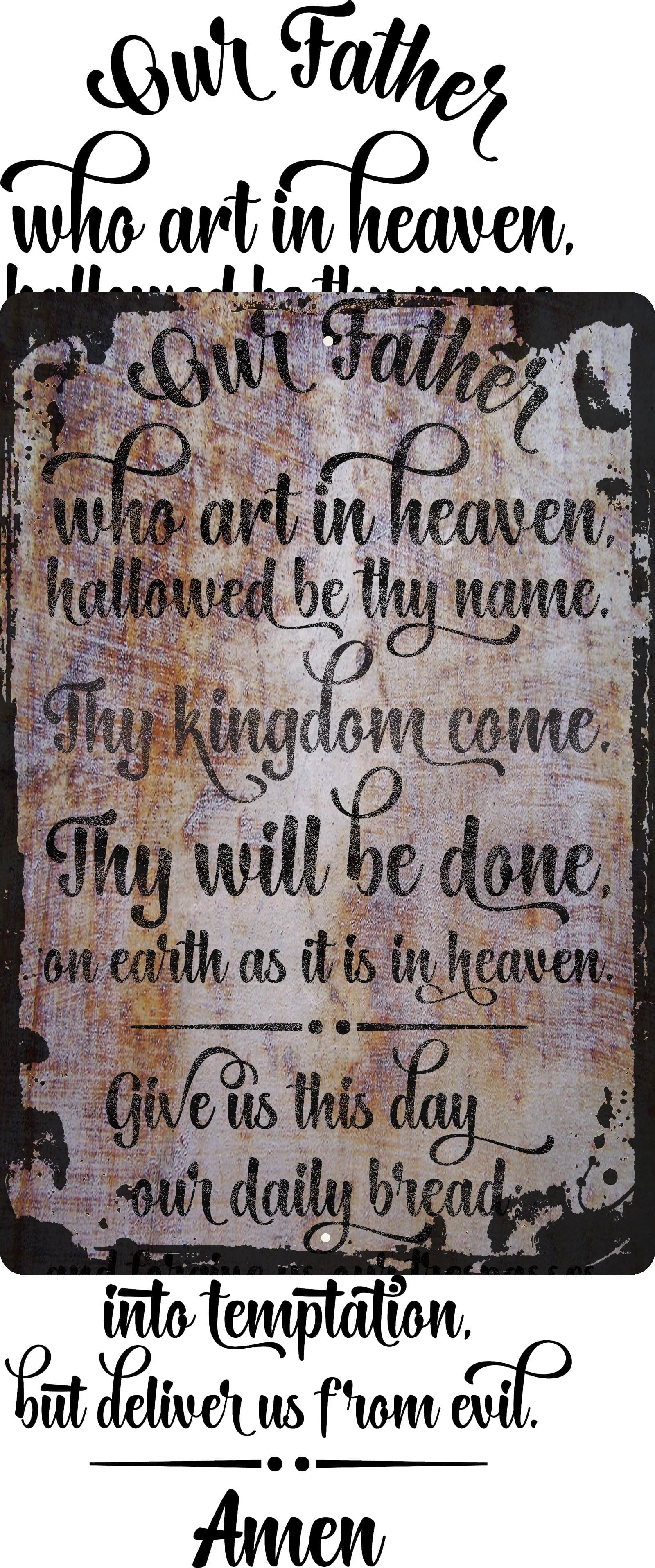 Wall Sign The lord's prayer our father cursive faith religious god ...