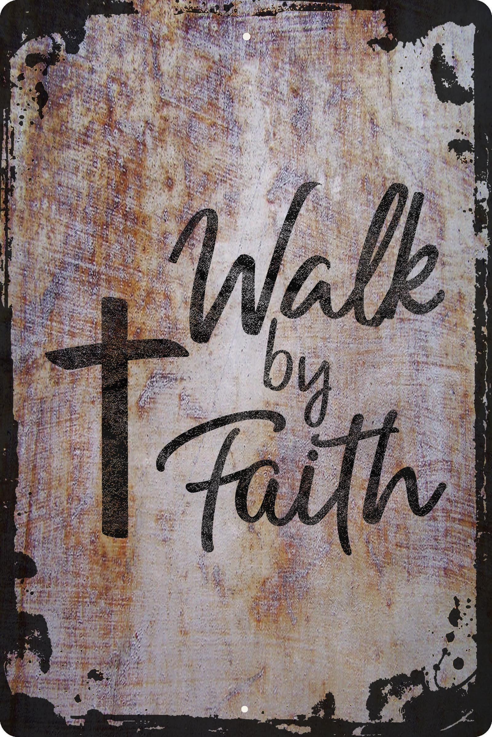 Wall Sign Walk by faith cursive cross simple religion jesus god love ...